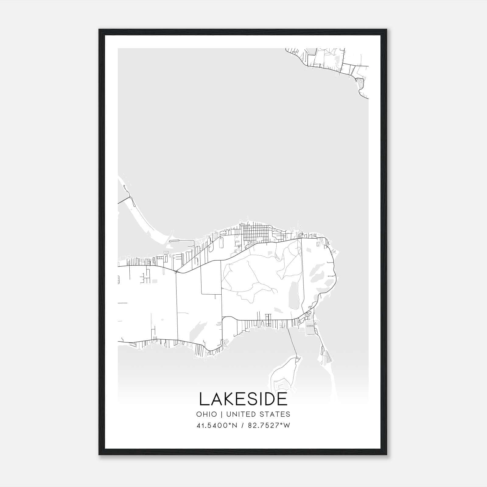 Lakeside Ohio Map Poster, Modern Home Decor Wall Art Print - Custom ...