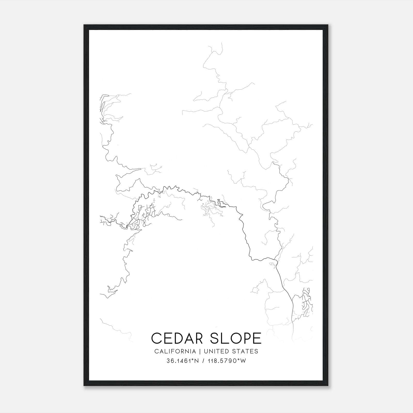 Cedar Slope California Map Poster, Modern Home Decor Wall Art Print ...