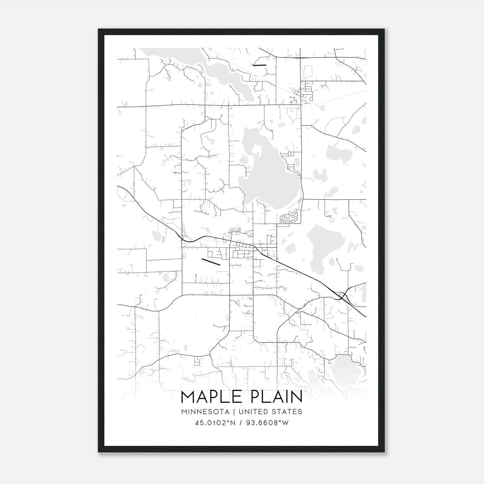 Maple Plain Minnesota Map Poster, Modern Home Decor Wall Art Print - Custom Maps & Posters