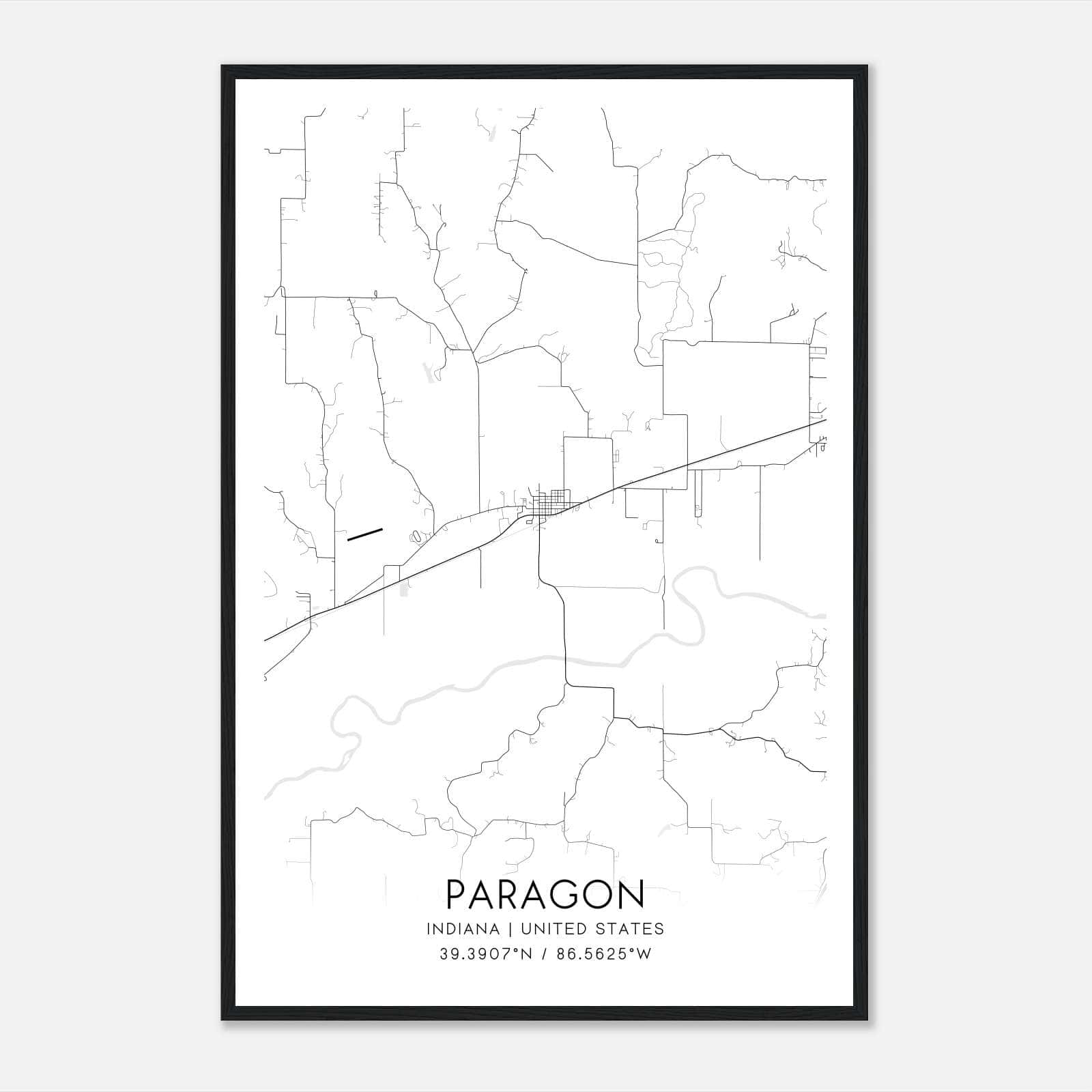 Paragon Indiana Map Poster, Modern Home Decor Wall Art Print - Custom ...