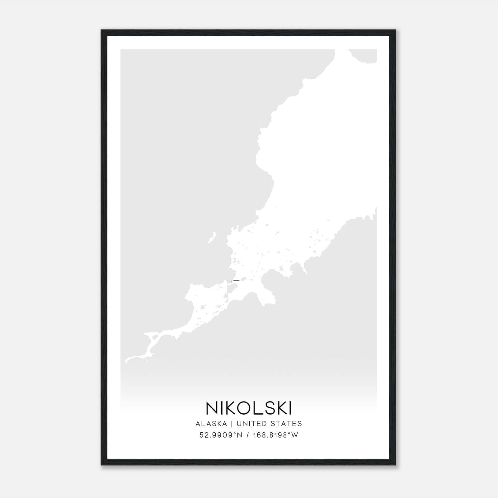 Nikolski Alaska Map Poster, Modern Home Decor Wall Art Print - Custom ...
