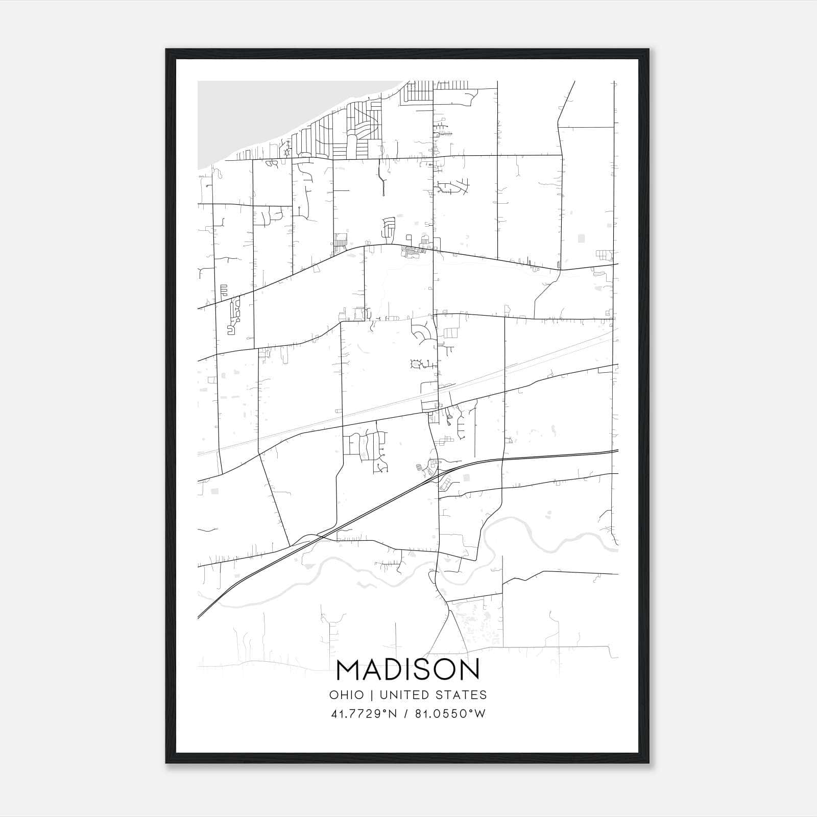 Madison Ohio Map Poster, Modern Home Decor Wall Art Print - Custom Maps ...