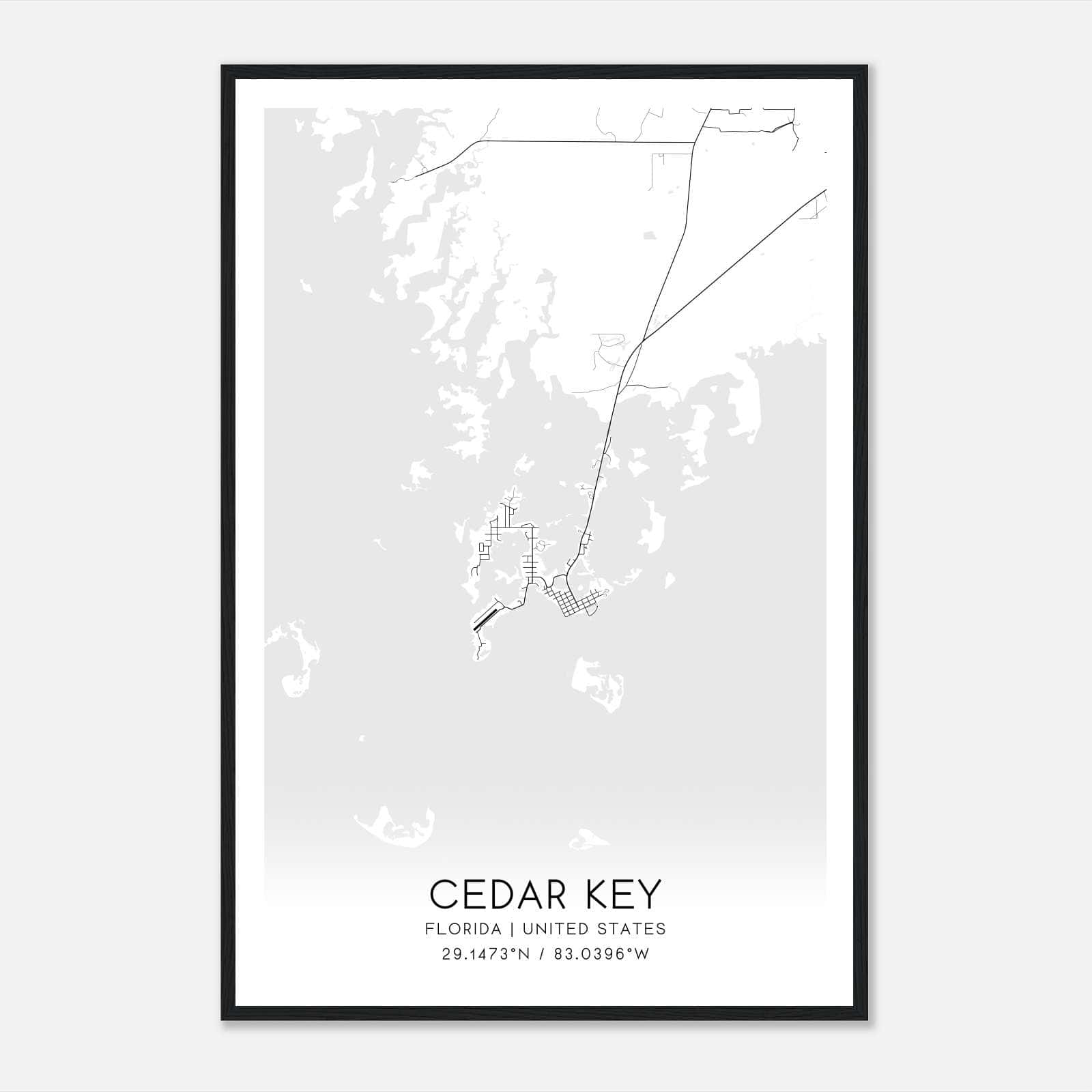 Cedar Key Florida Map Poster, Modern Home Decor Wall Art Print - Custom ...
