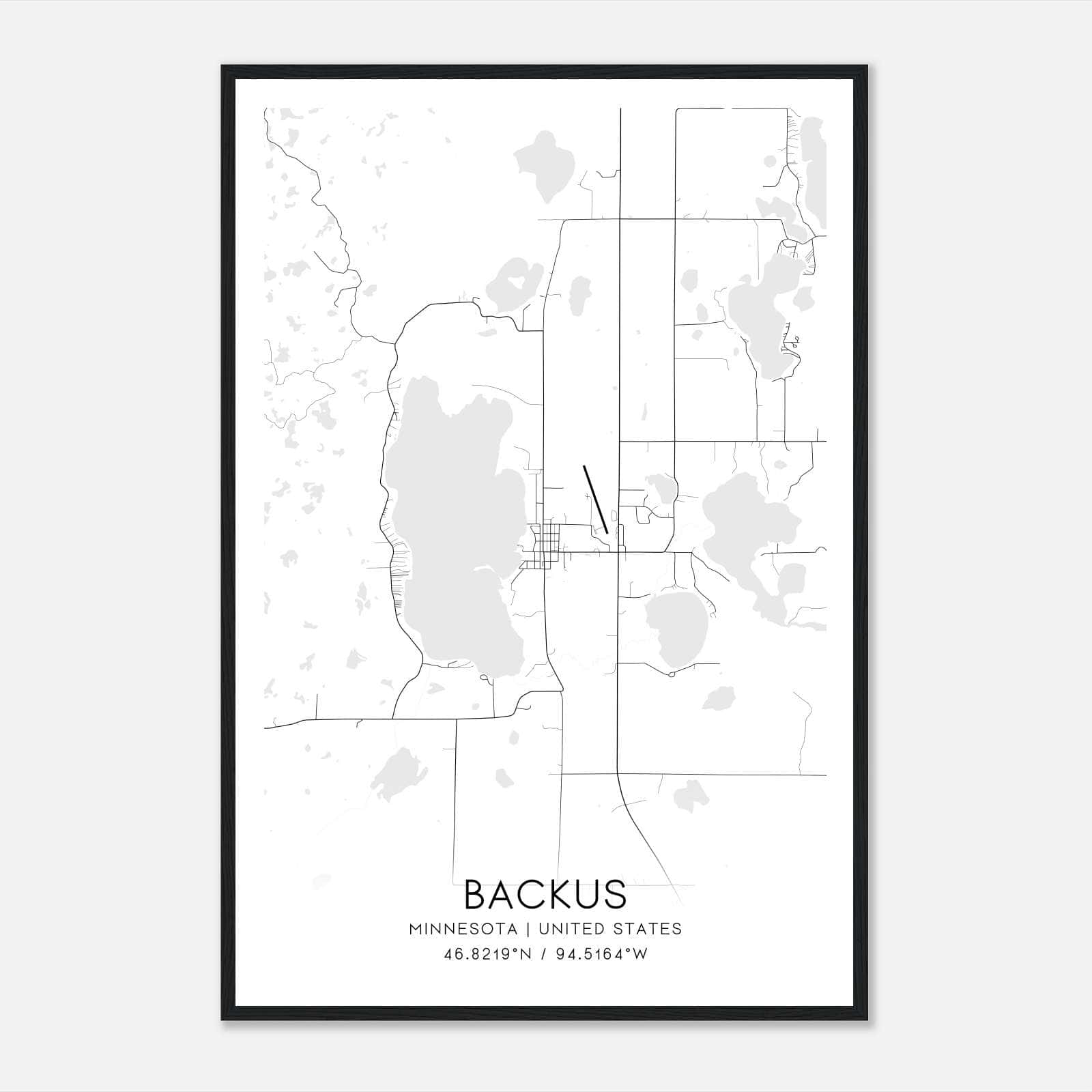 Backus Minnesota Map Poster, Modern Home Decor Wall Art Print - Custom ...