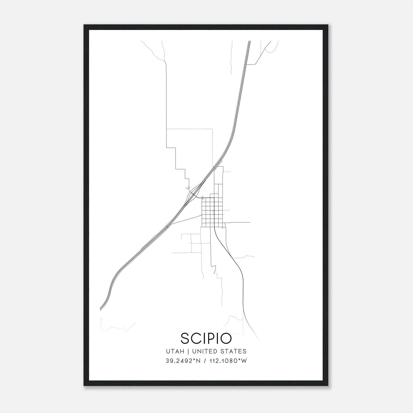 Scipio Utah Map Poster, Modern Home Decor Wall Art Print - Custom Maps ...