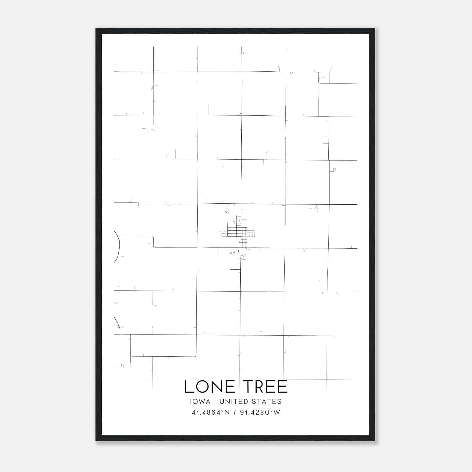 Lone Tree Iowa Map Poster, Modern Home Decor Wall Art Print - Custom ...