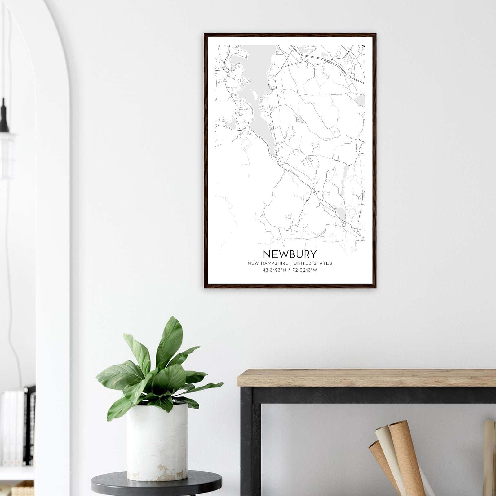 Newbury New Hampshire Map Poster, Modern Home Decor Wall Art Print ...