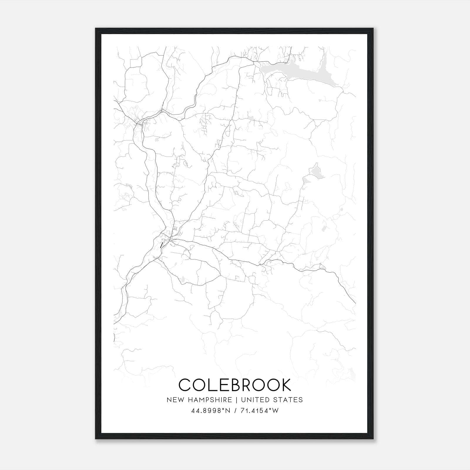 Colebrook New Hampshire Map Poster, Modern Home Decor Wall Art Print ...