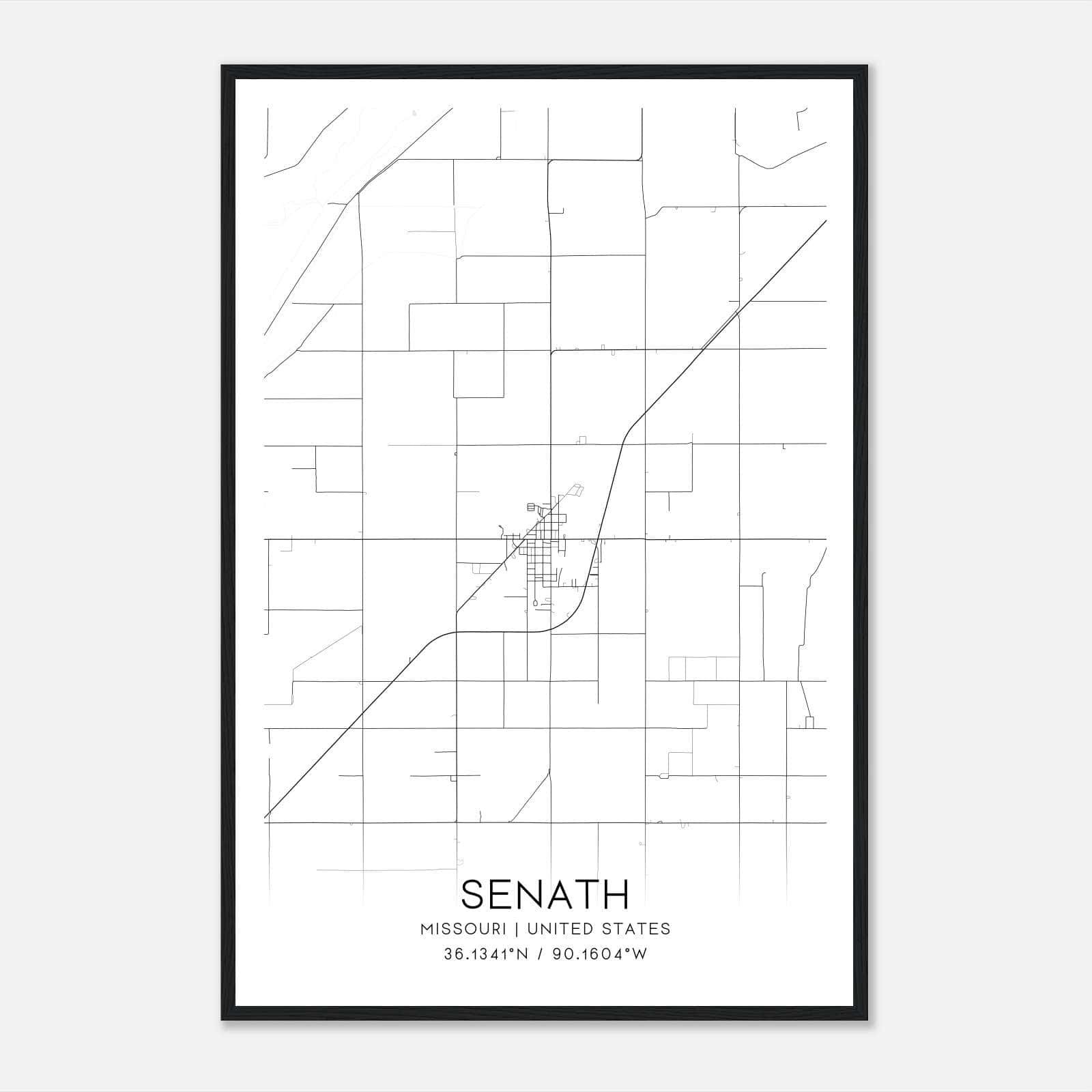 Senath Missouri Map Poster, Modern Home Decor Wall Art Print - Custom ...