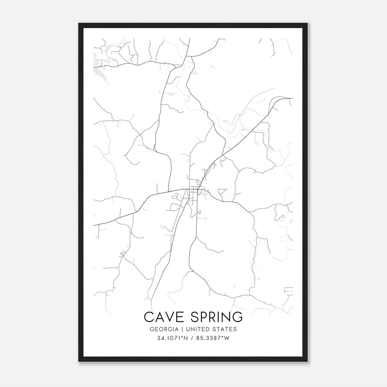 Cave Spring Georgia Map Poster, Modern Home Decor Wall Art Print ...