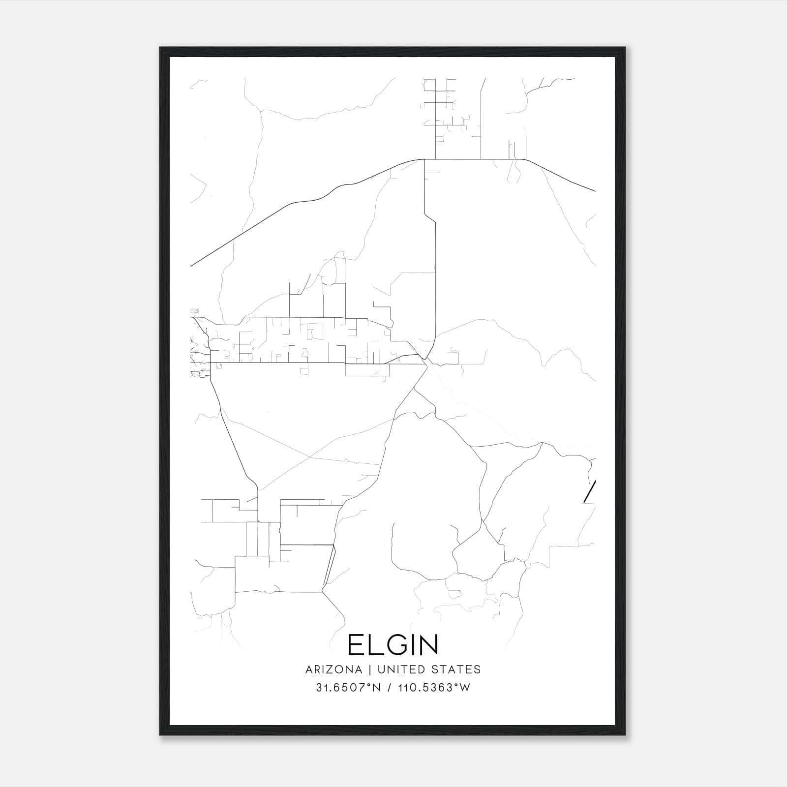 Elgin Arizona Map Poster, Modern Home Decor Wall Art Print - Custom ...