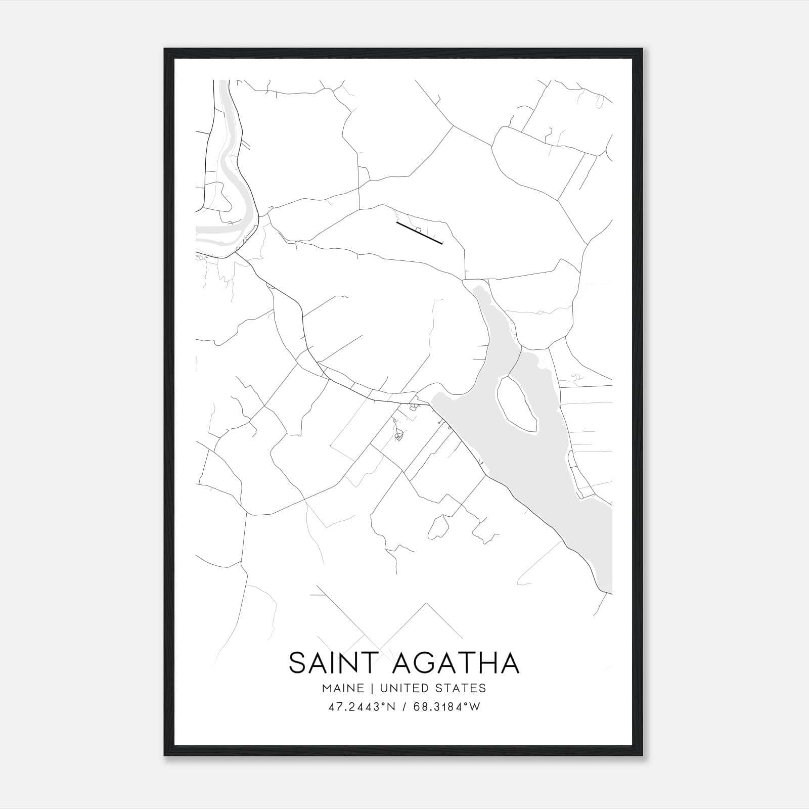 Saint Agatha Maine Map Poster, Modern Home Decor Wall Art Print ...