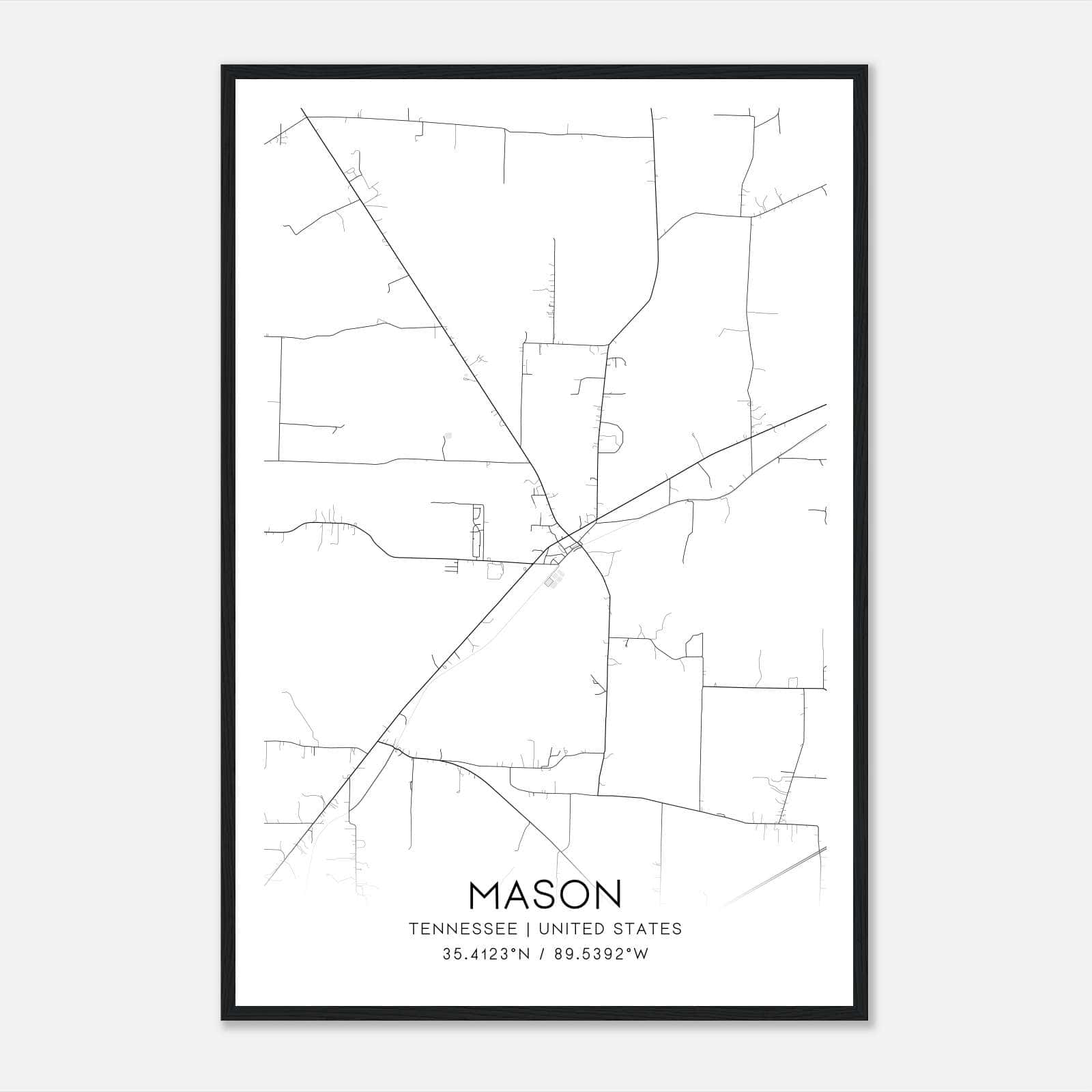 Mason Tennessee Map Poster, Modern Home Decor Wall Art Print - Custom ...