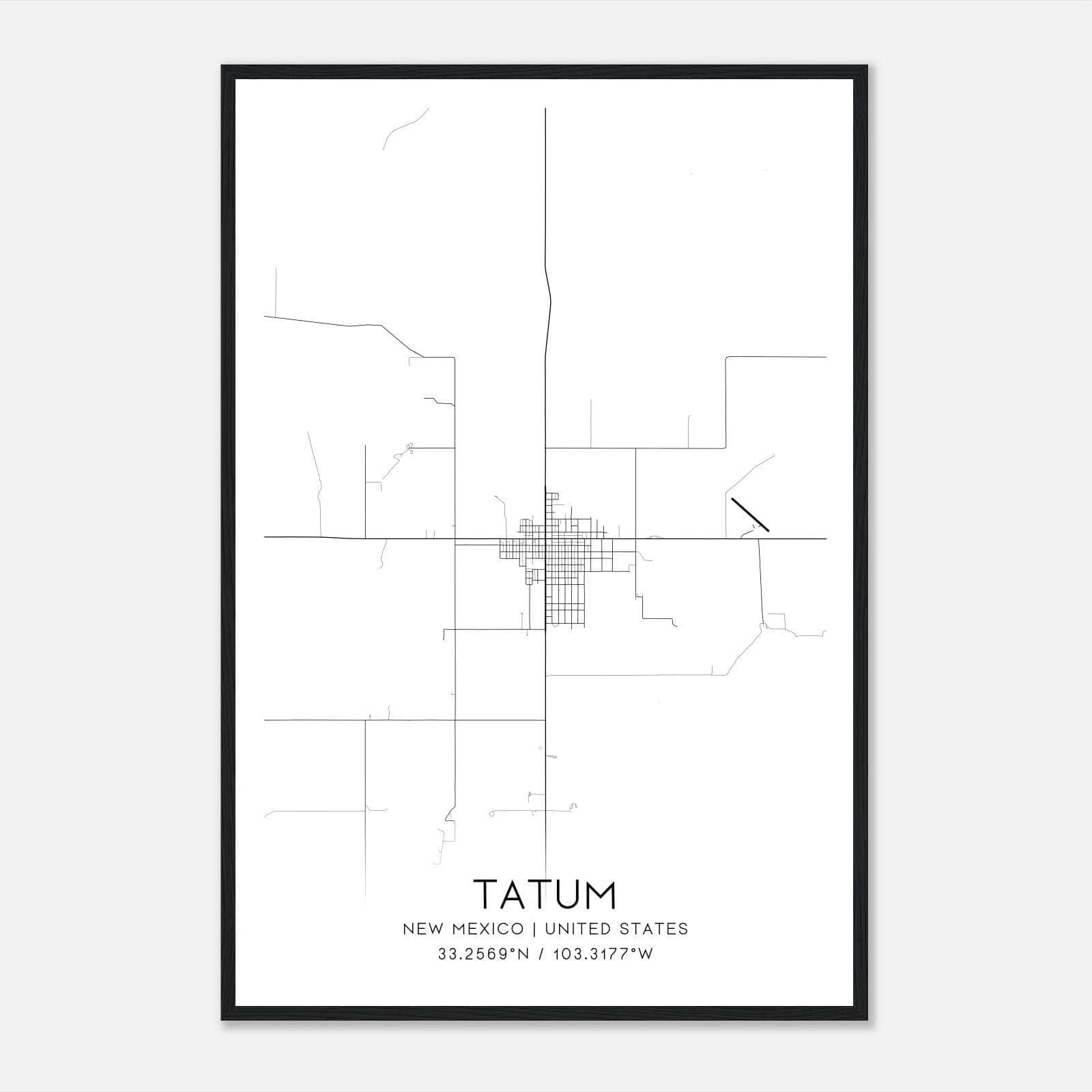 Tatum New Mexico Map Poster, Modern Home Decor Wall Art Print - Custom ...