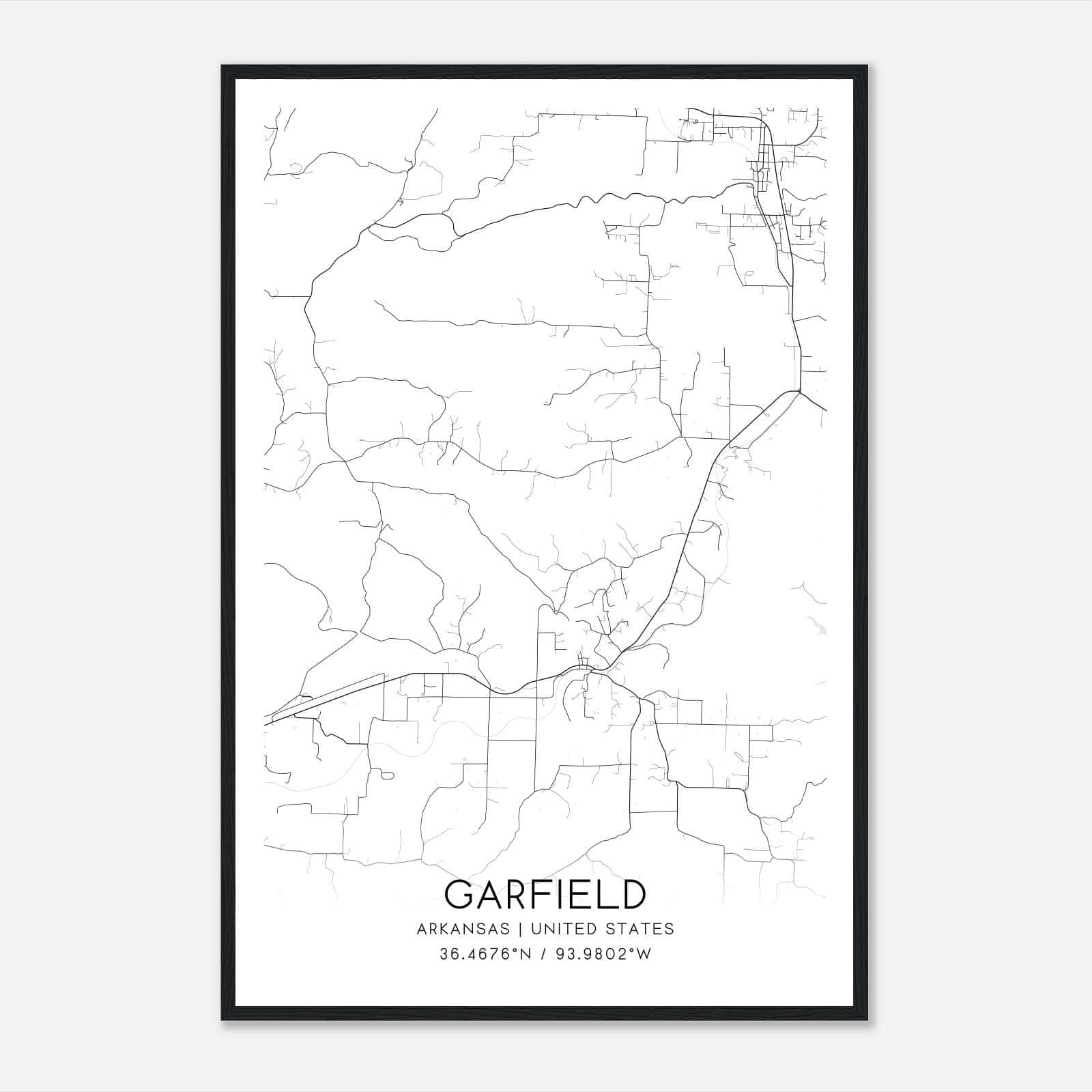 Garfield Arkansas Map Poster, Modern Home Decor Wall Art Print - Custom ...