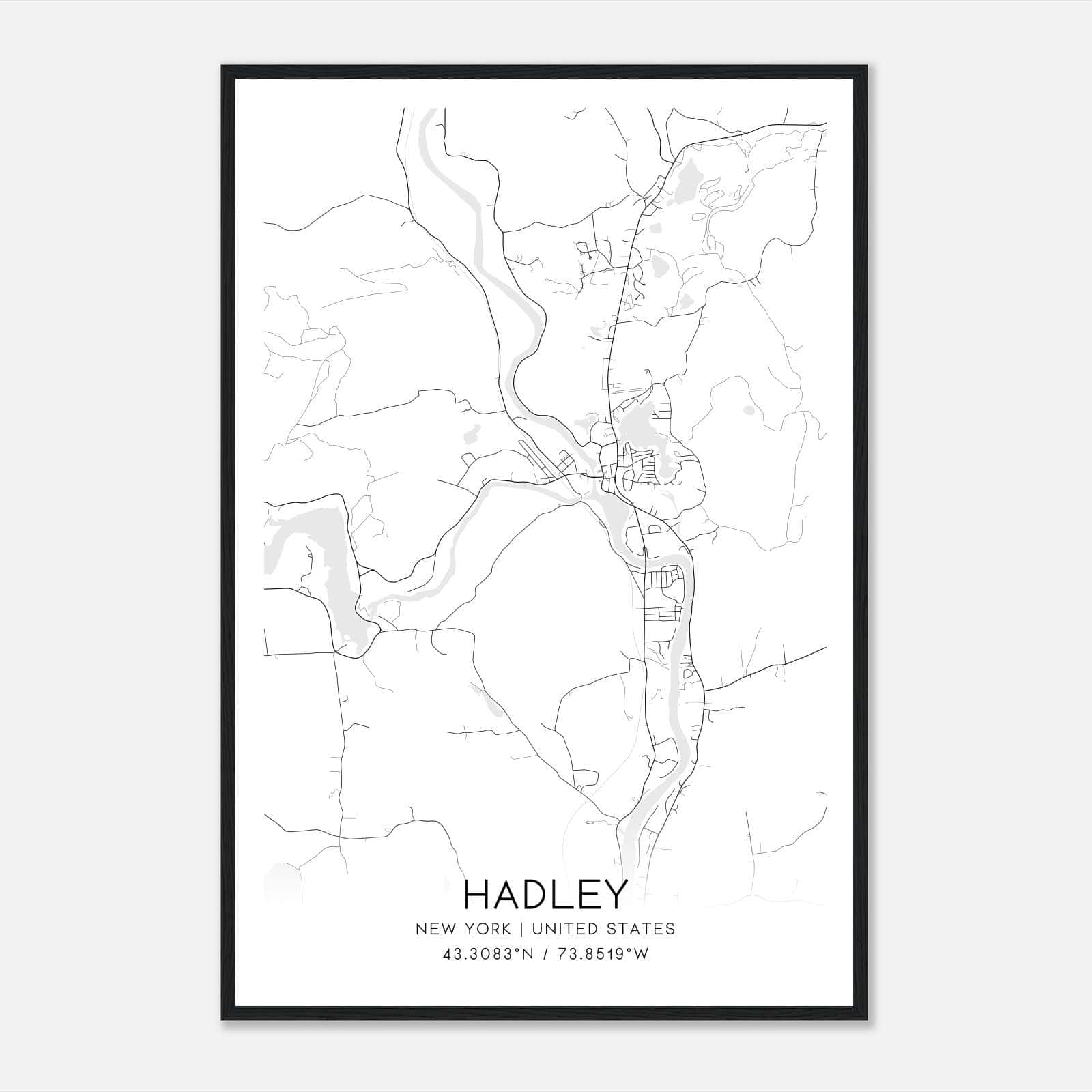 Hadley New York Map Poster, Modern Home Decor Wall Art Print - Custom ...