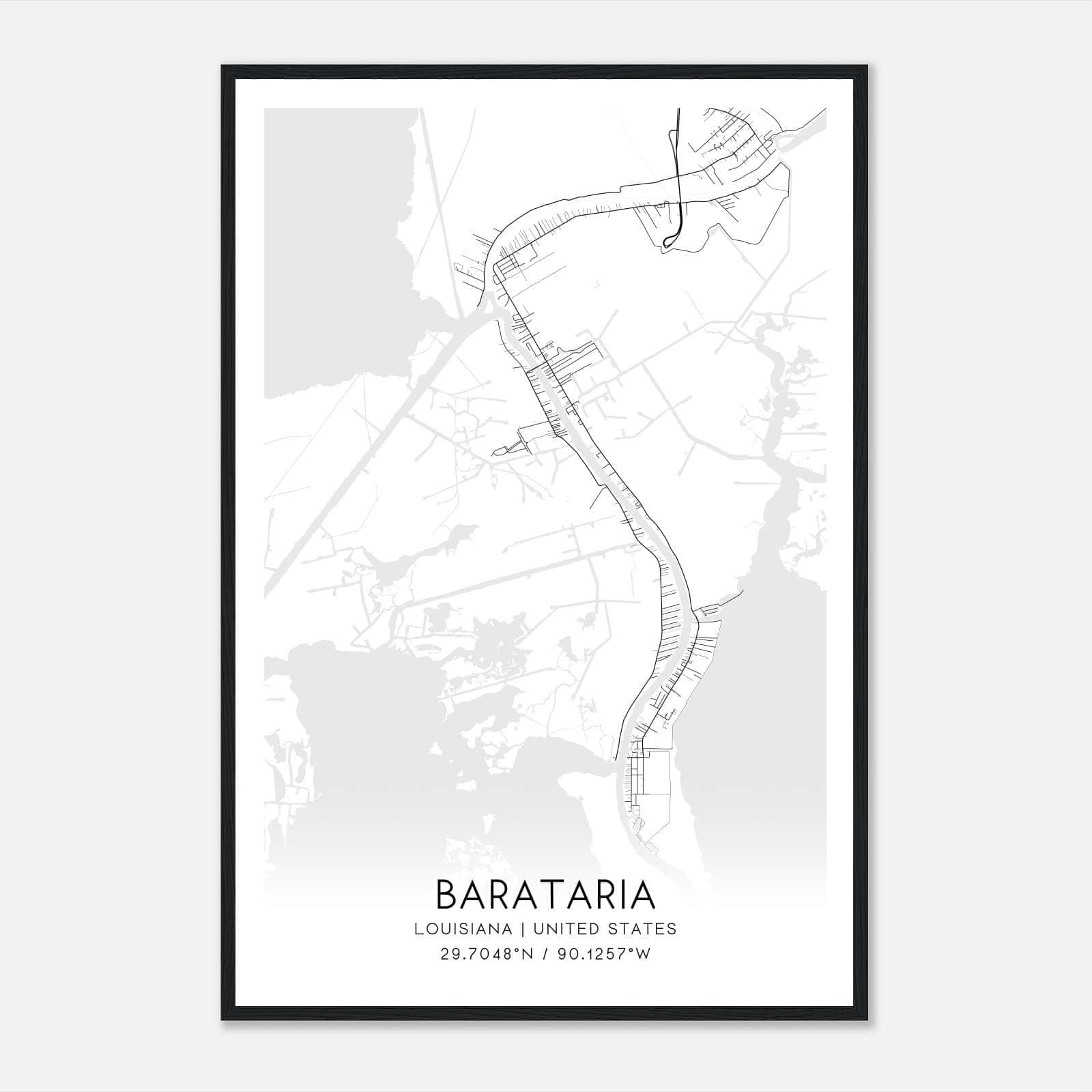 Barataria Louisiana Map Poster, Modern Home Decor Wall Art Print ...