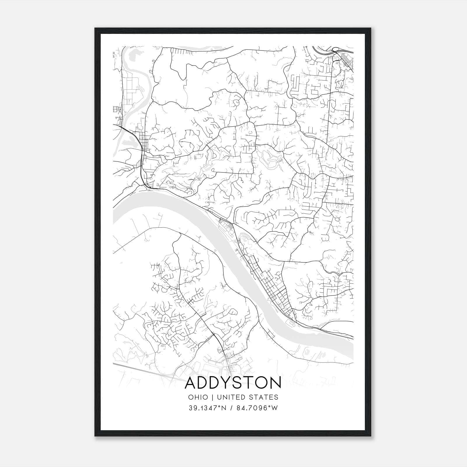 Addyston Ohio Map Poster, Modern Home Decor Wall Art Print - Custom ...