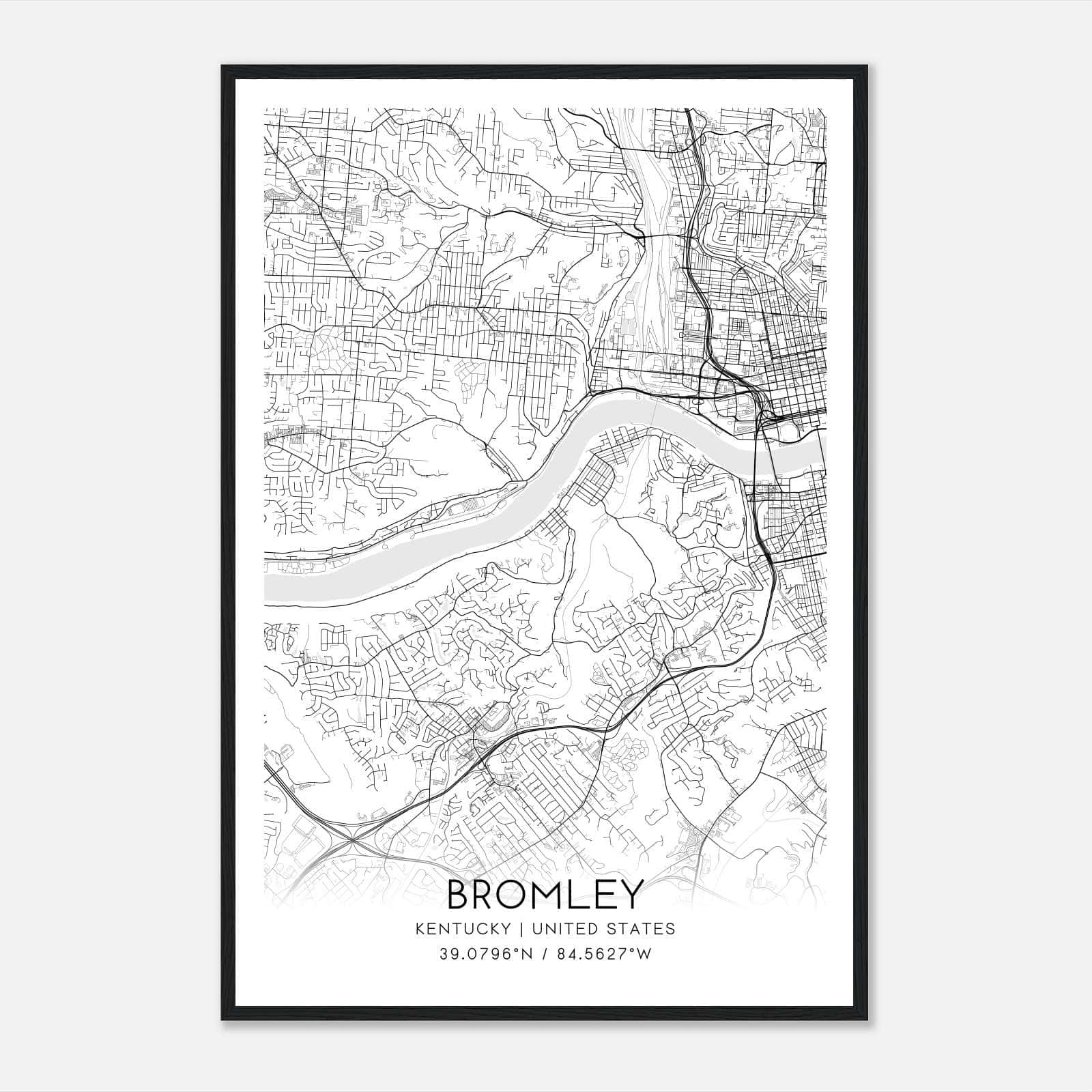 Bromley Kentucky Map Poster, Modern Home Decor Wall Art Print - Custom ...