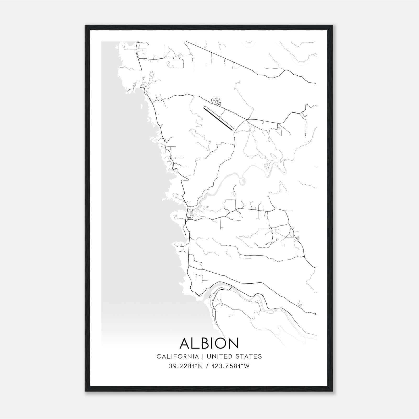 Albion California Map Poster, Modern Home Decor Wall Art Print - Custom ...