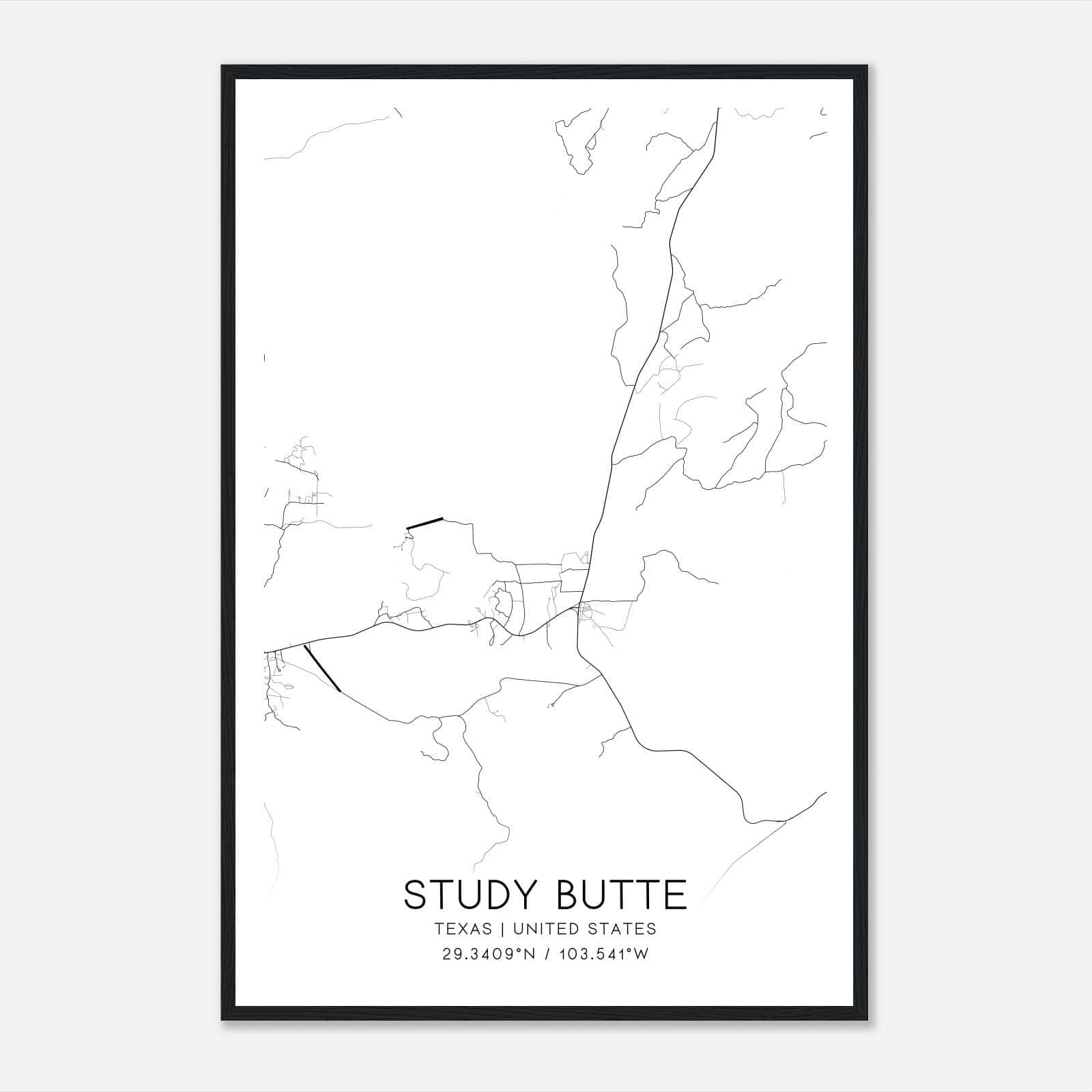 Study Butte Texas Map Poster, Modern Home Decor Wall Art Print - Custom ...
