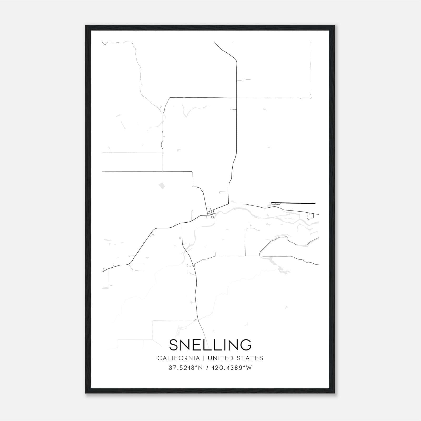 Snelling California Map Poster, Modern Home Decor Wall Art Print ...