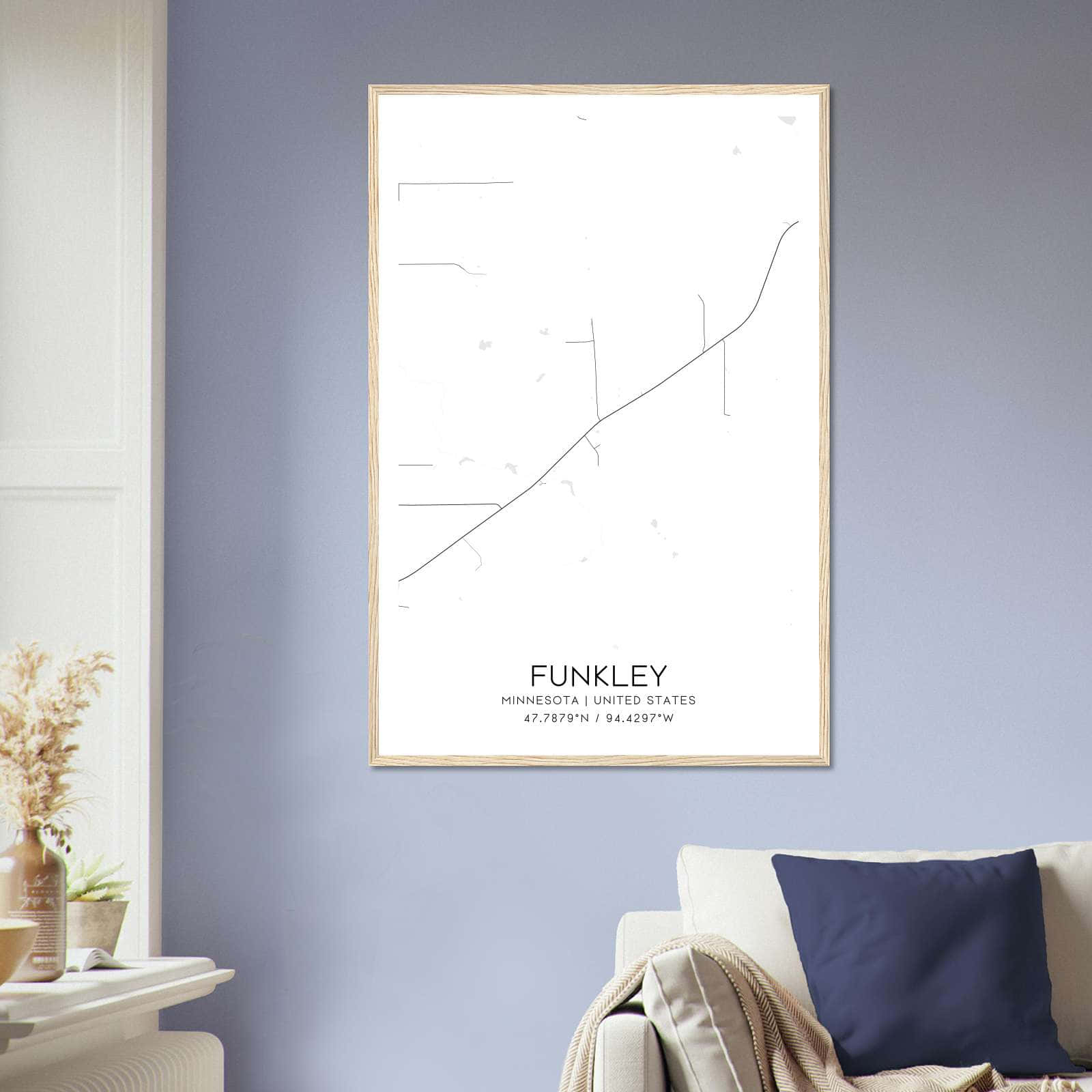 Funkley Minnesota Map Poster, Modern Home Decor Wall Art Print - Custom ...