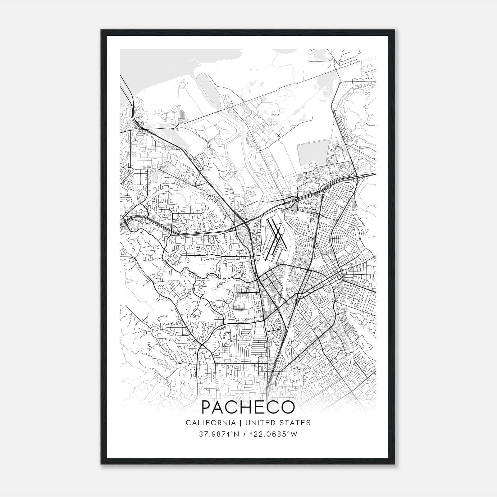 Pacheco California Map Poster, Modern Home Decor Wall Art Print ...