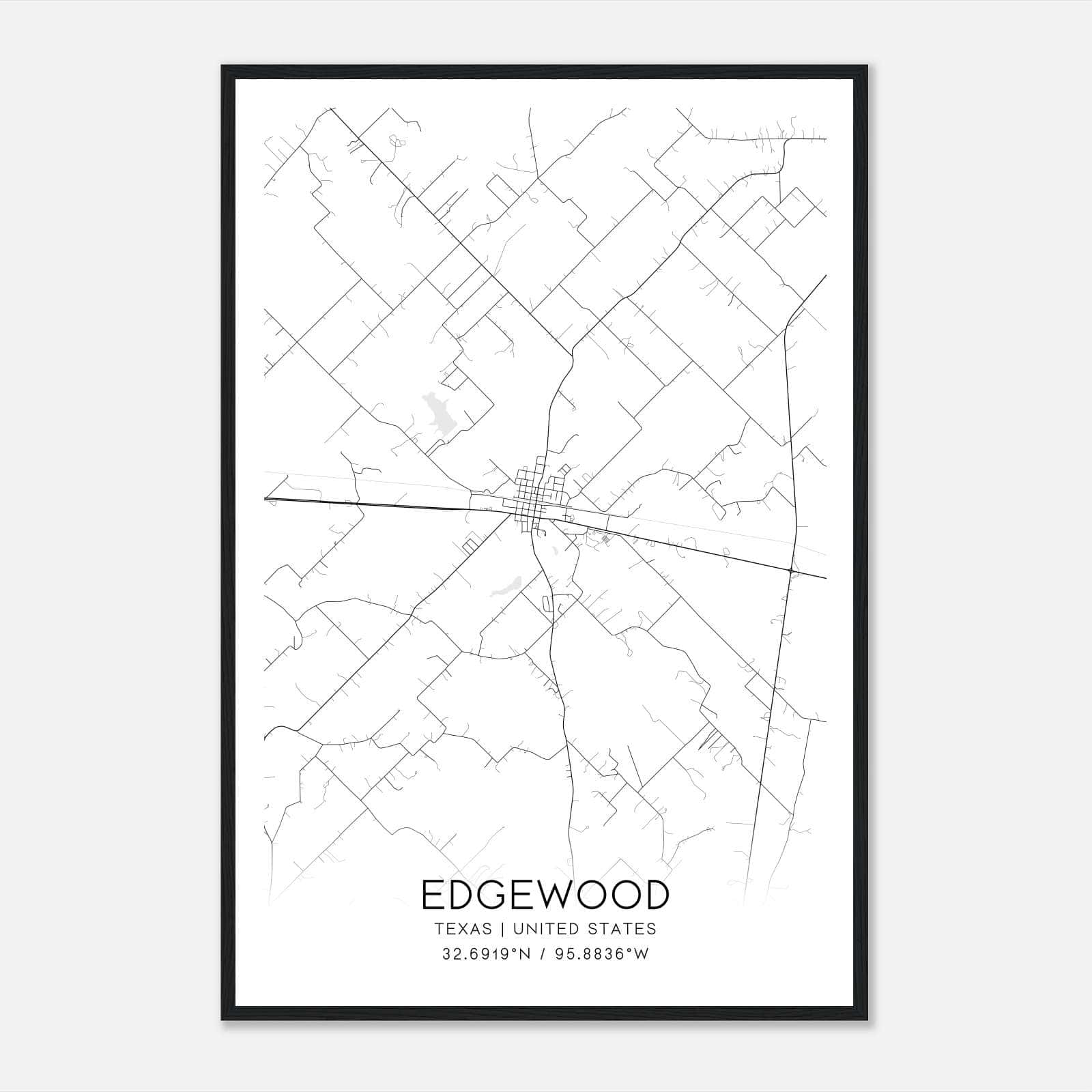 Edgewood Texas Map Poster, Modern Home Decor Wall Art Print - Custom ...