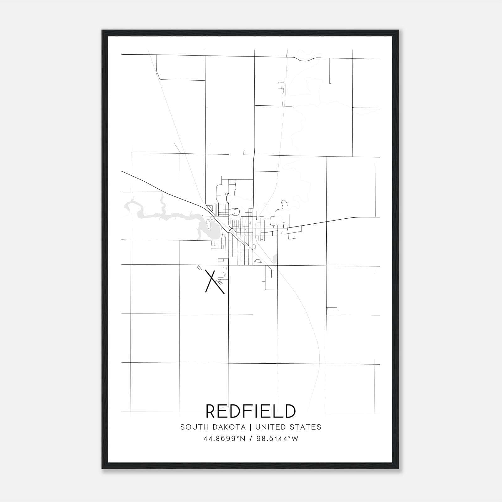 Redfield South Dakota Map Poster, Modern Home Decor Wall Art Print ...