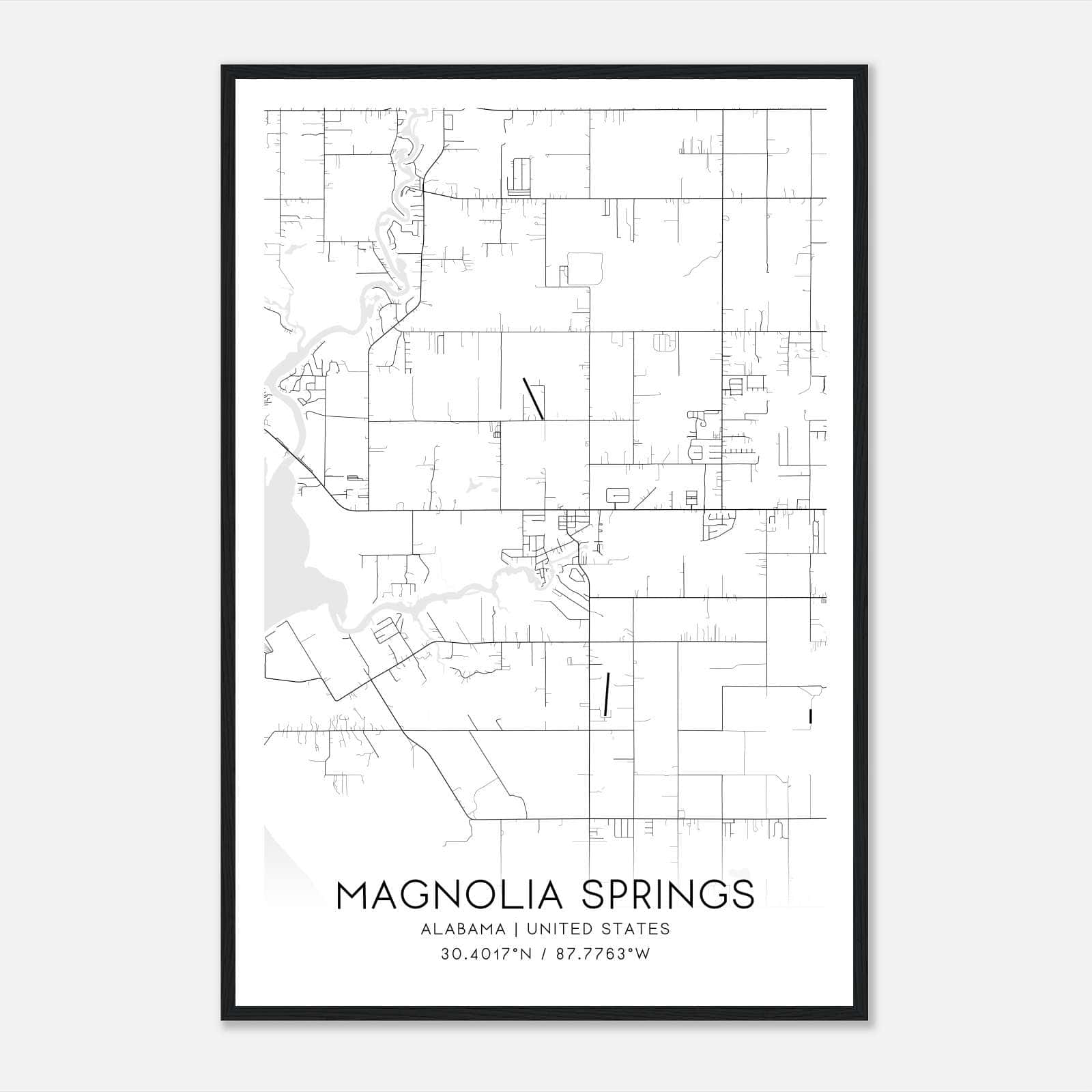 Magnolia Springs Alabama Map Poster, Modern Home Decor Wall Art Print ...