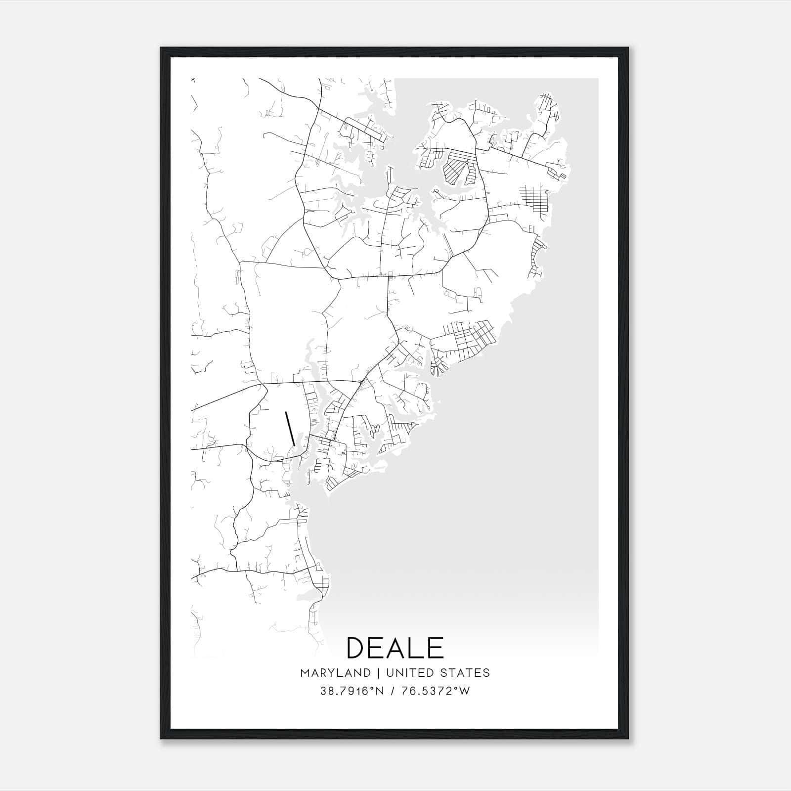 Deale Maryland Map Poster, Modern Home Decor Wall Art Print - Custom ...