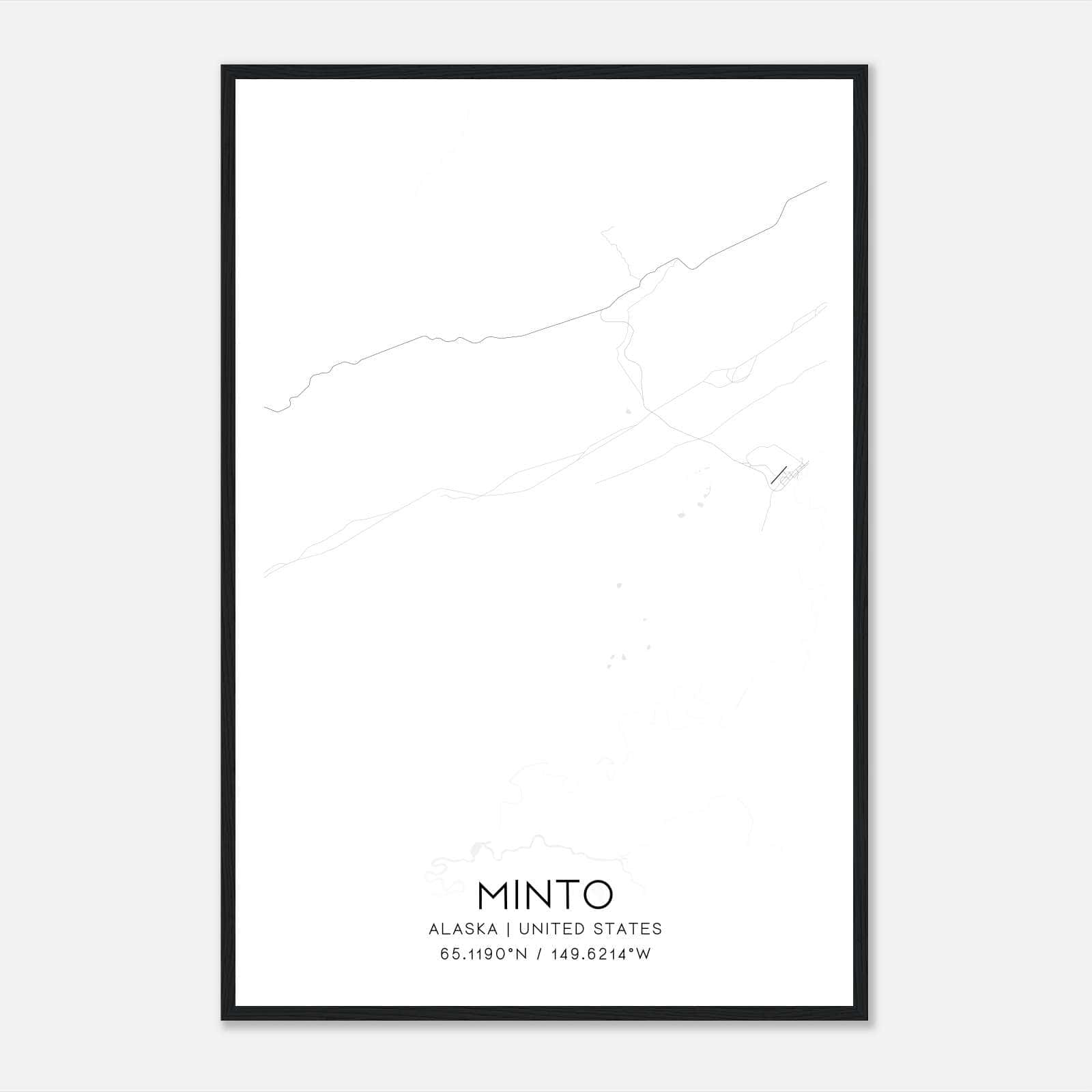 Minto Alaska Map Poster, Modern Home Decor Wall Art Print - Custom Maps ...