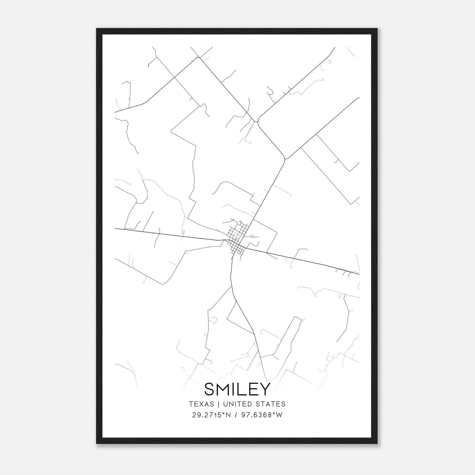 Smiley Texas Map Poster, Modern Home Decor Wall Art Print - Custom Maps ...