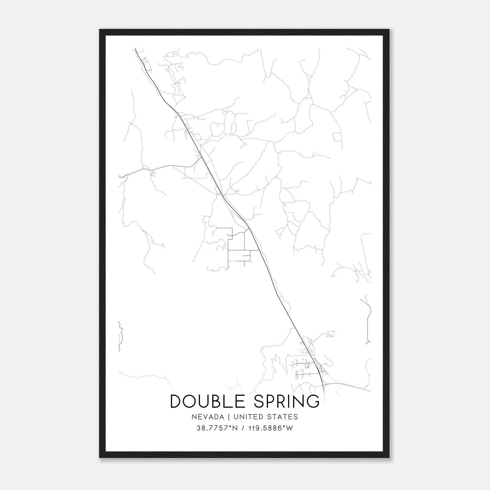 Double Spring Nevada Map Poster, Modern Home Decor Wall Art Print ...
