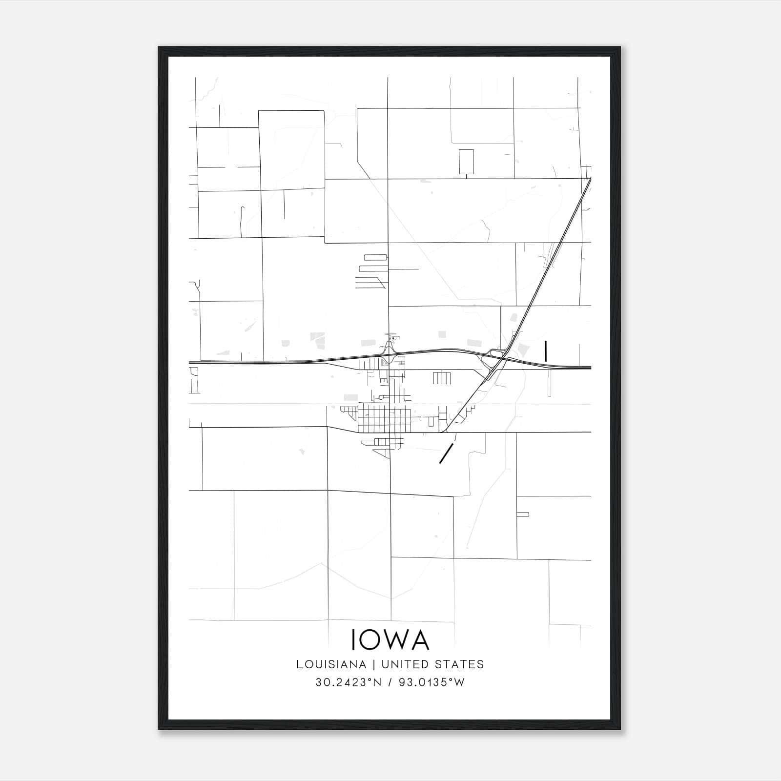 Iowa Louisiana Map Poster, Modern Home Decor Wall Art Print - Custom ...