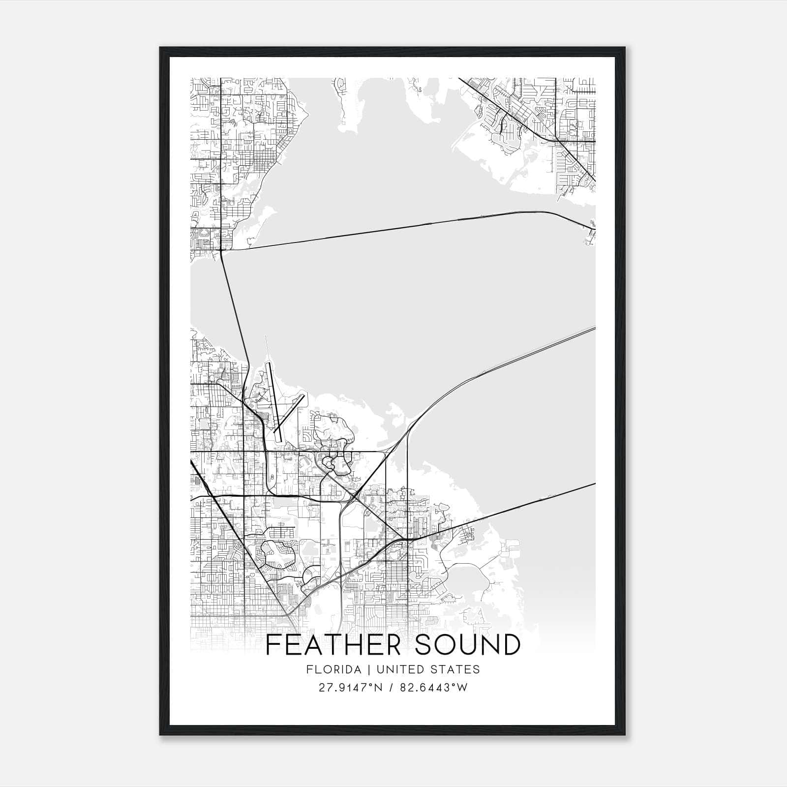 Feather Sound Florida Map Poster, Modern Home Decor Wall Art Print - Custom Maps & Posters