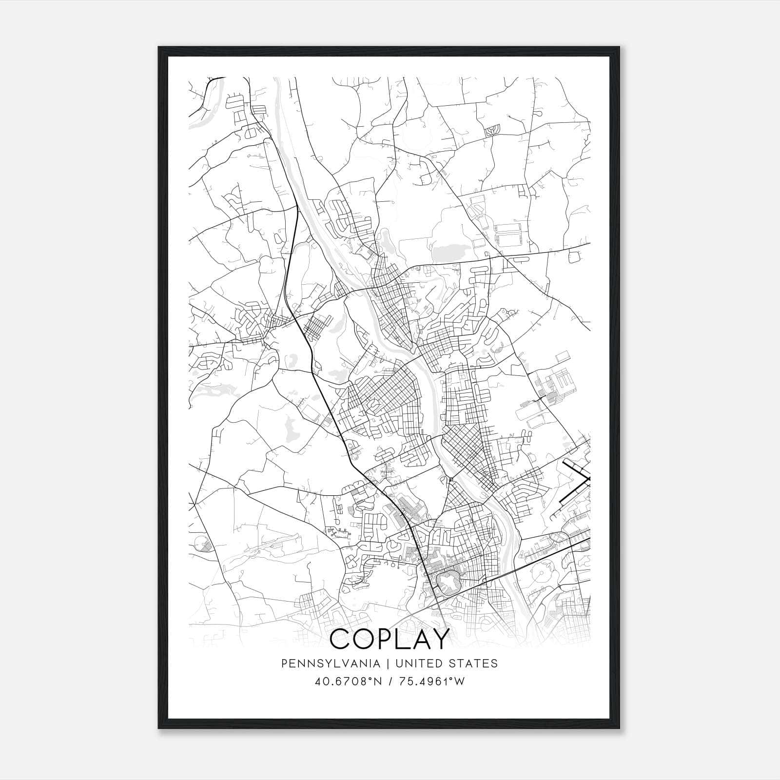 Coplay Pennsylvania Map Poster, Modern Home Decor Wall Art Print ...