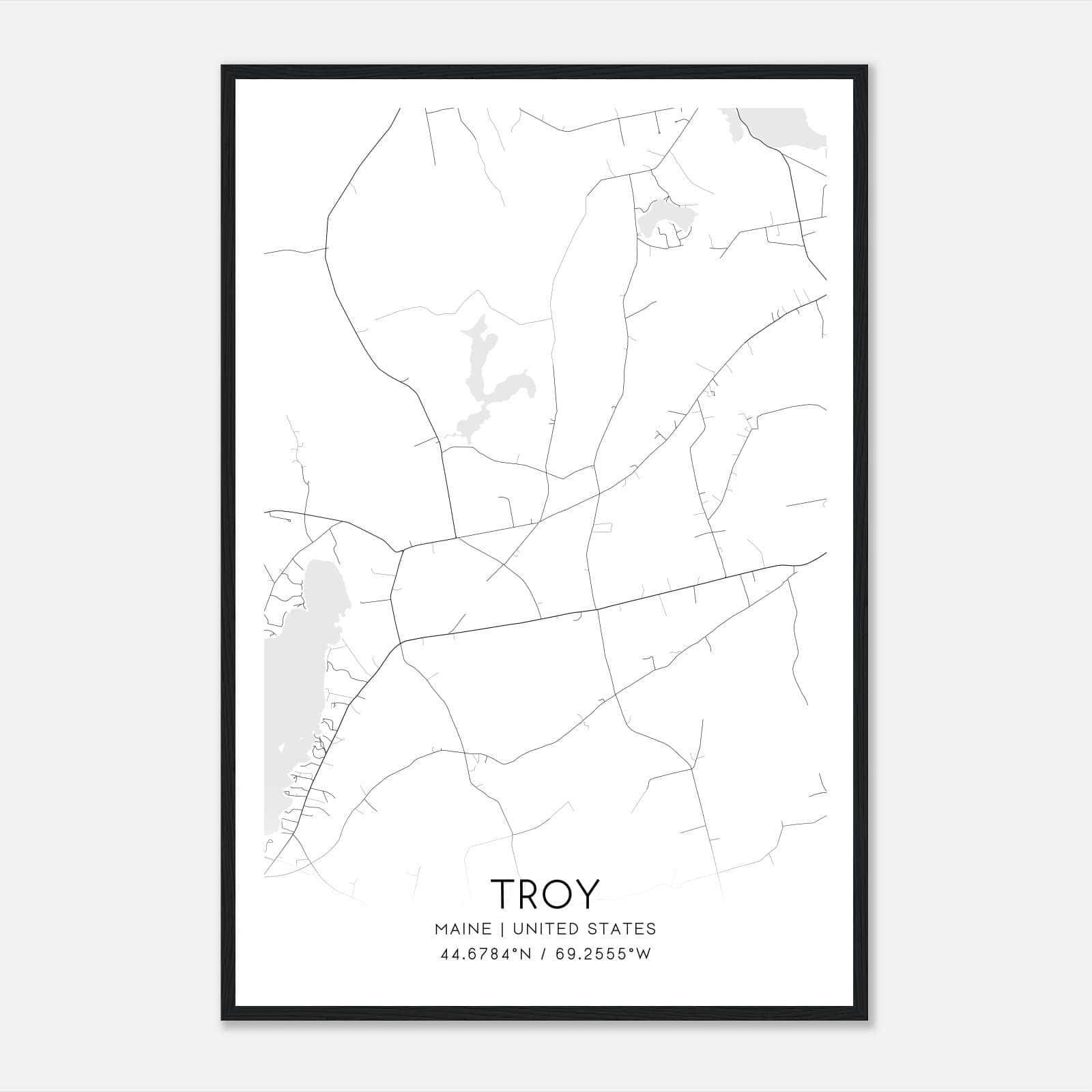 Troy Maine Map Poster, Modern Home Decor Wall Art Print - Custom Maps ...