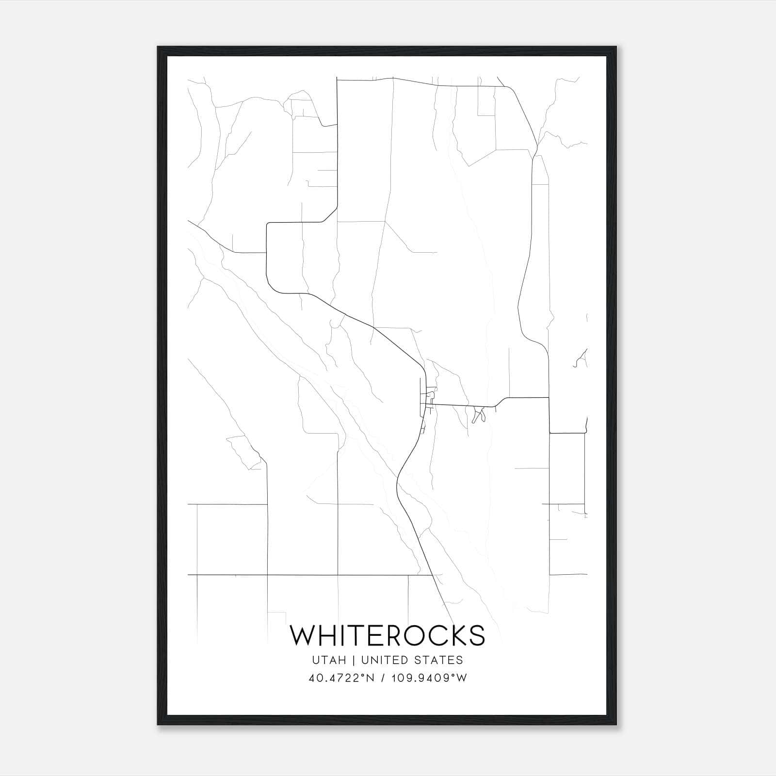 Whiterocks Utah Map Poster, Modern Home Decor Wall Art Print - Custom Maps & Posters