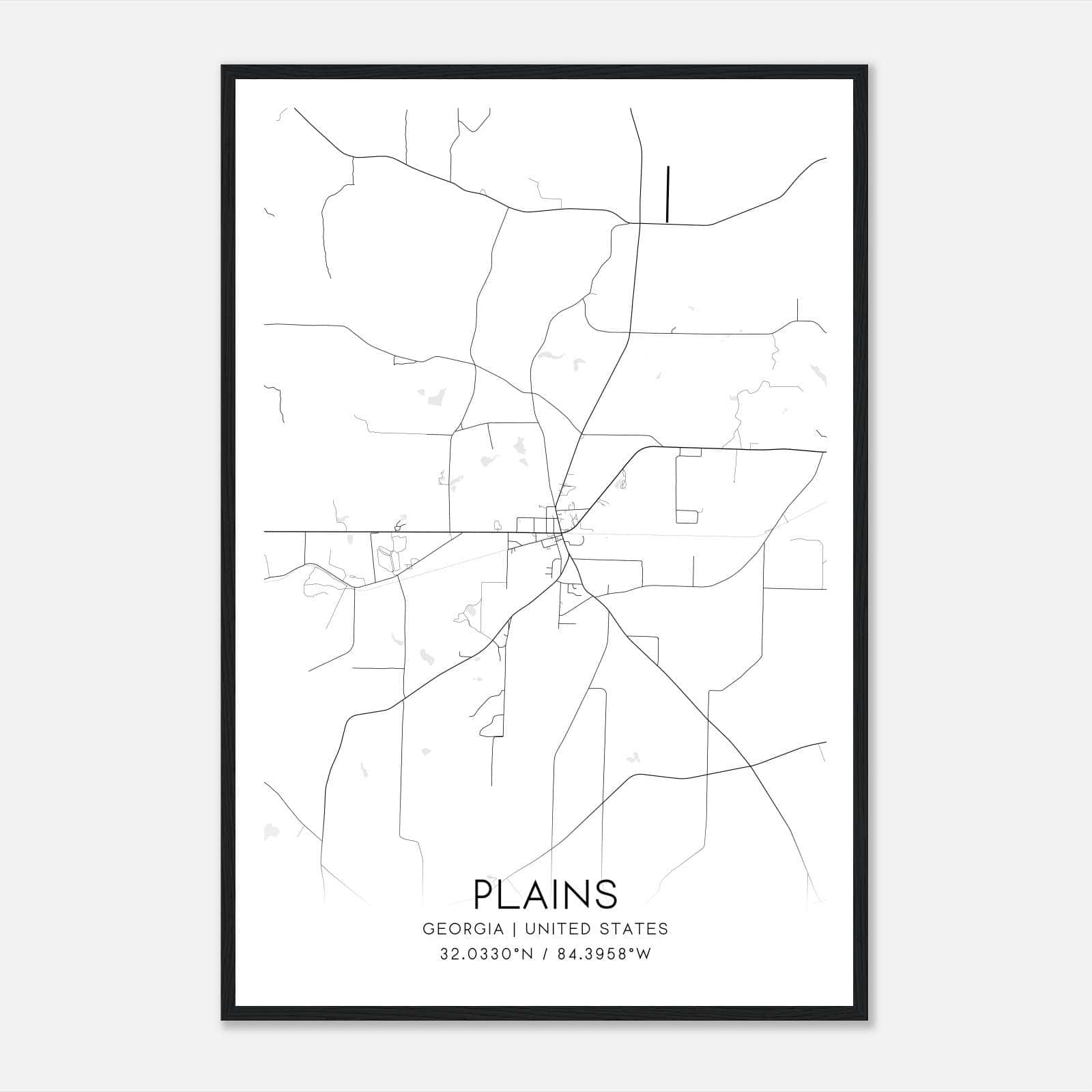 Plains Georgia Map Poster, Modern Home Decor Wall Art Print - Custom ...