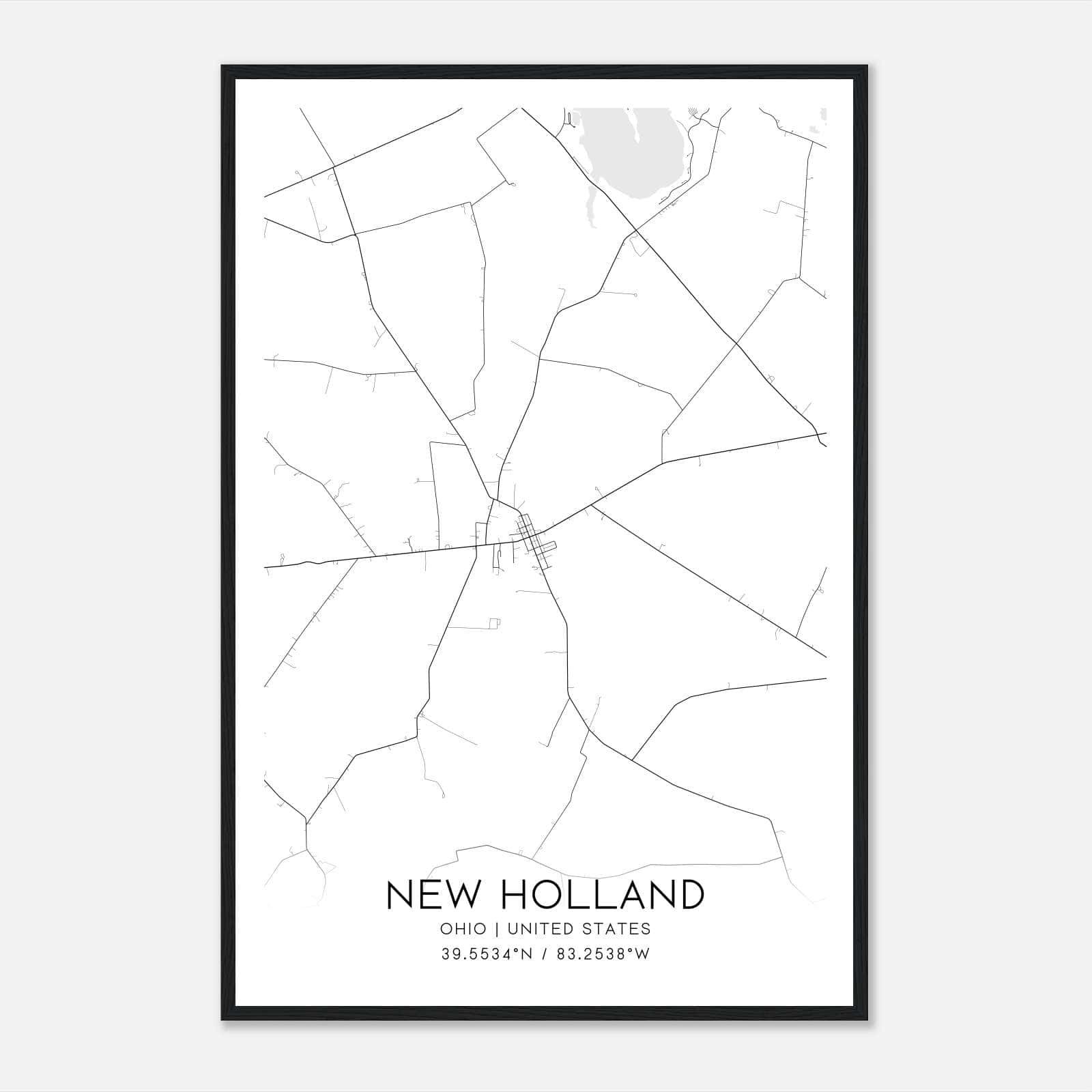 New Holland Ohio Map Poster, Modern Home Decor Wall Art Print - Custom ...