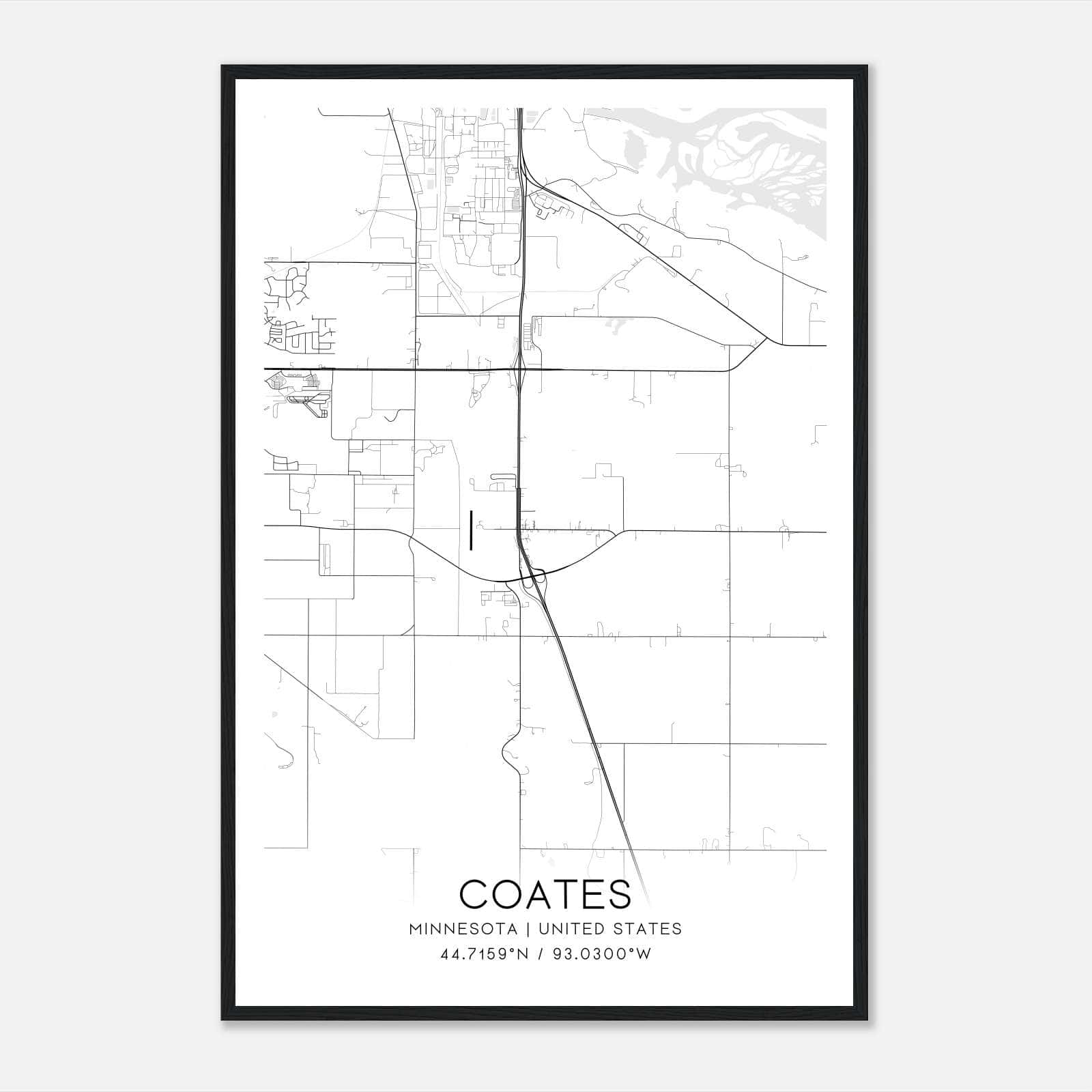 Coates Minnesota Map Poster, Modern Home Decor Wall Art Print - Custom ...