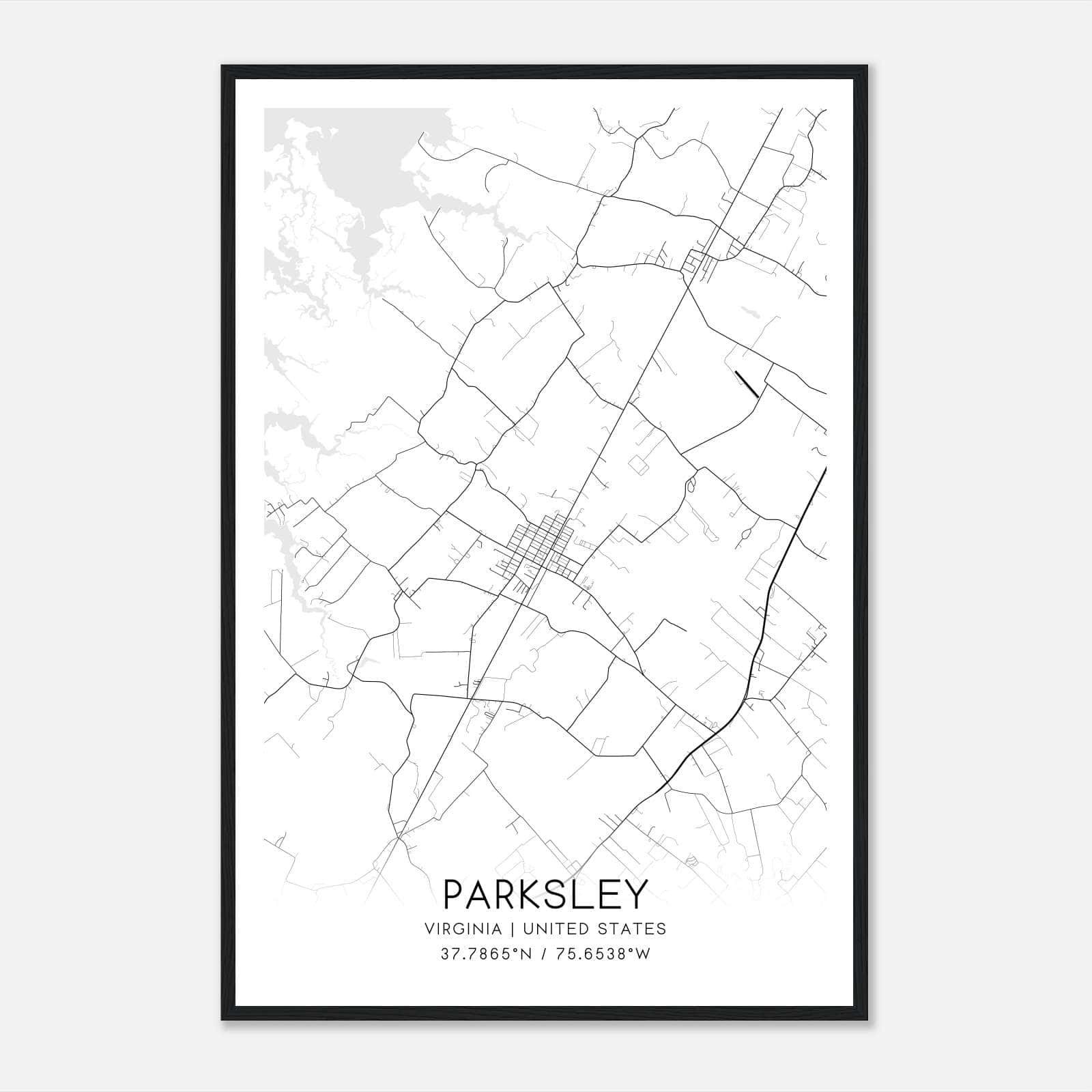 Parksley Virginia Map Poster, Modern Home Decor Wall Art Print - Custom ...