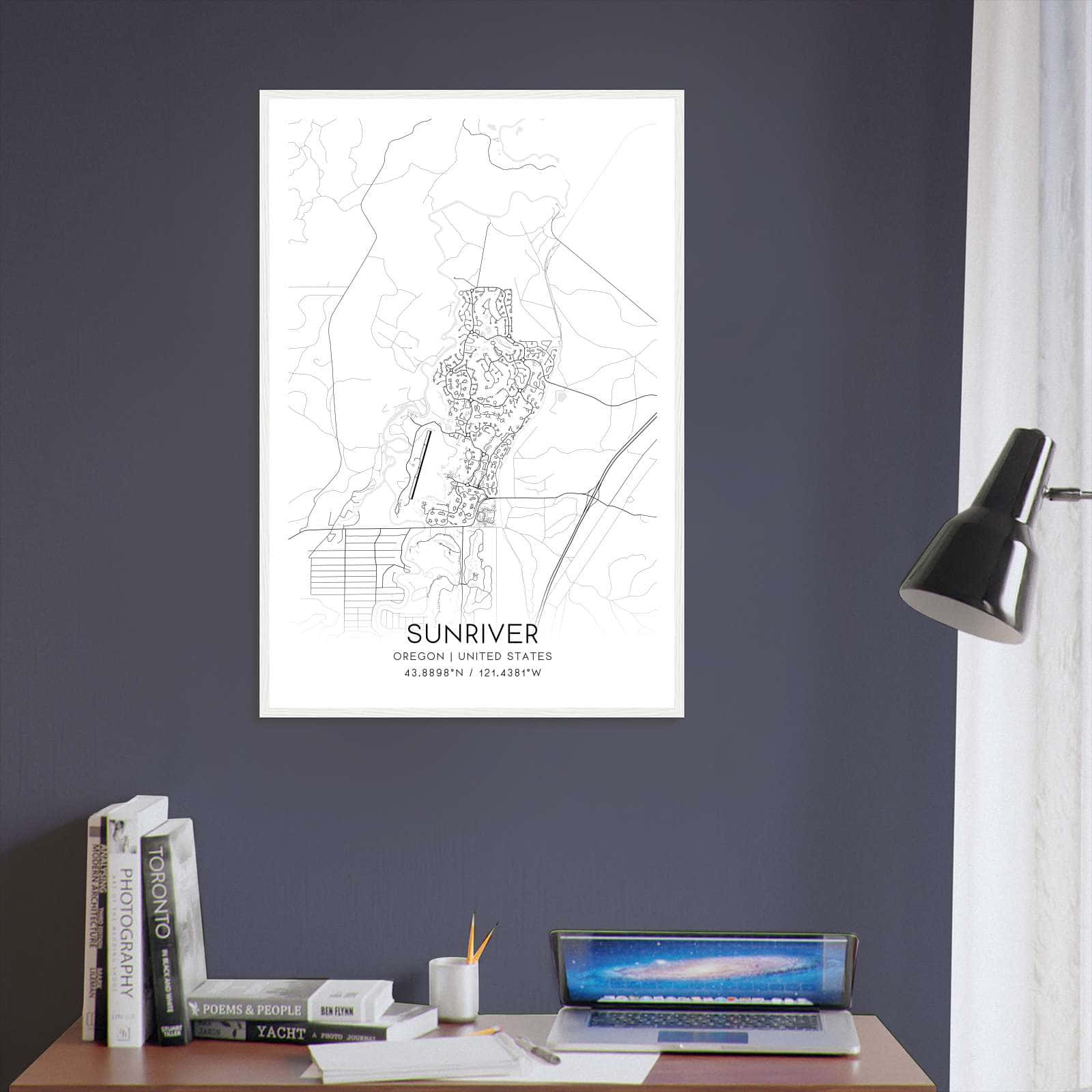 Sunriver Oregon Map Poster, Modern Home Decor Wall Art Print - Custom ...
