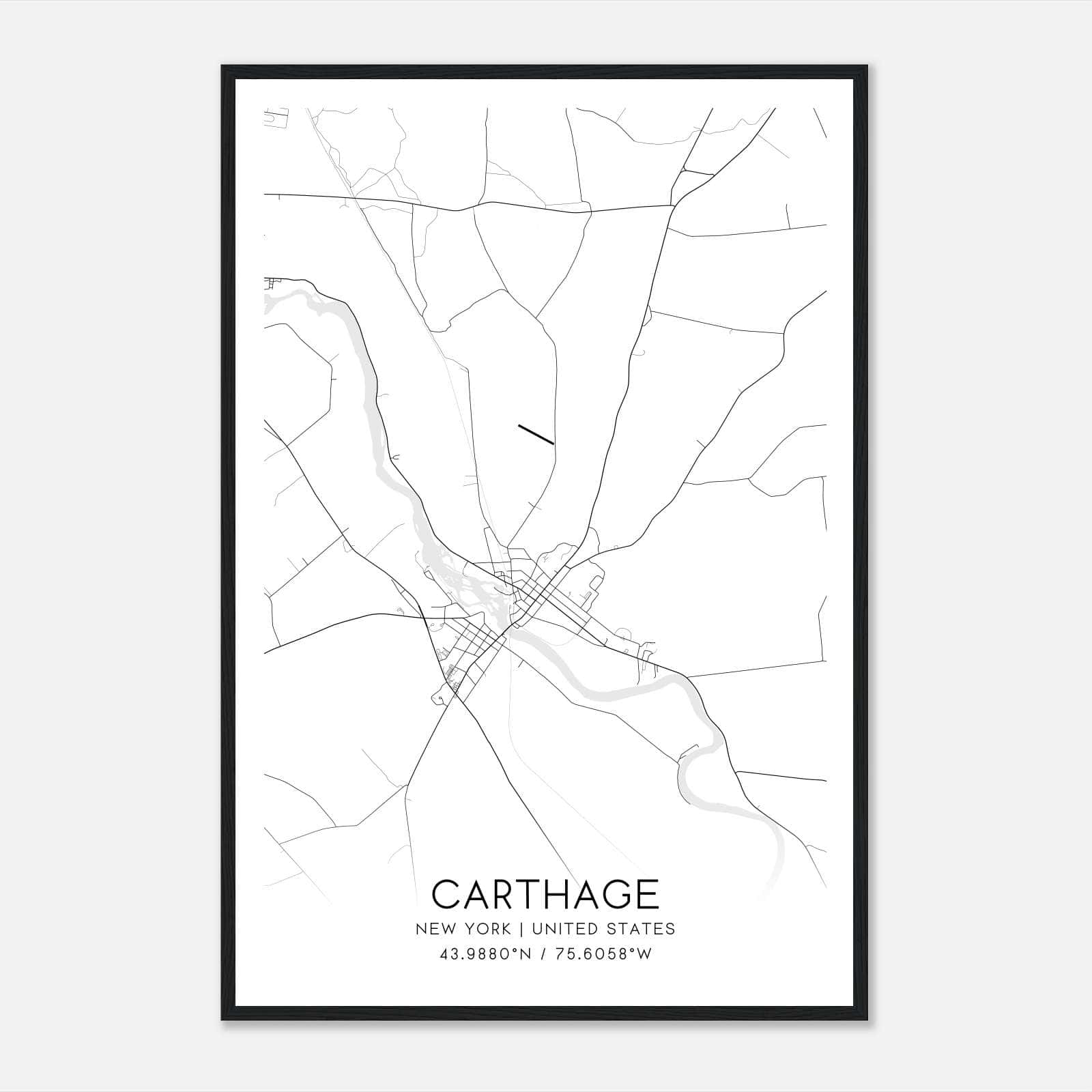 Carthage New York Map Poster, Modern Home Decor Wall Art Print - Custom ...