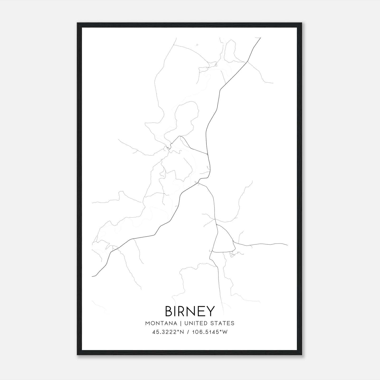 Birney Montana Map Poster, Modern Home Decor Wall Art Print - Custom ...