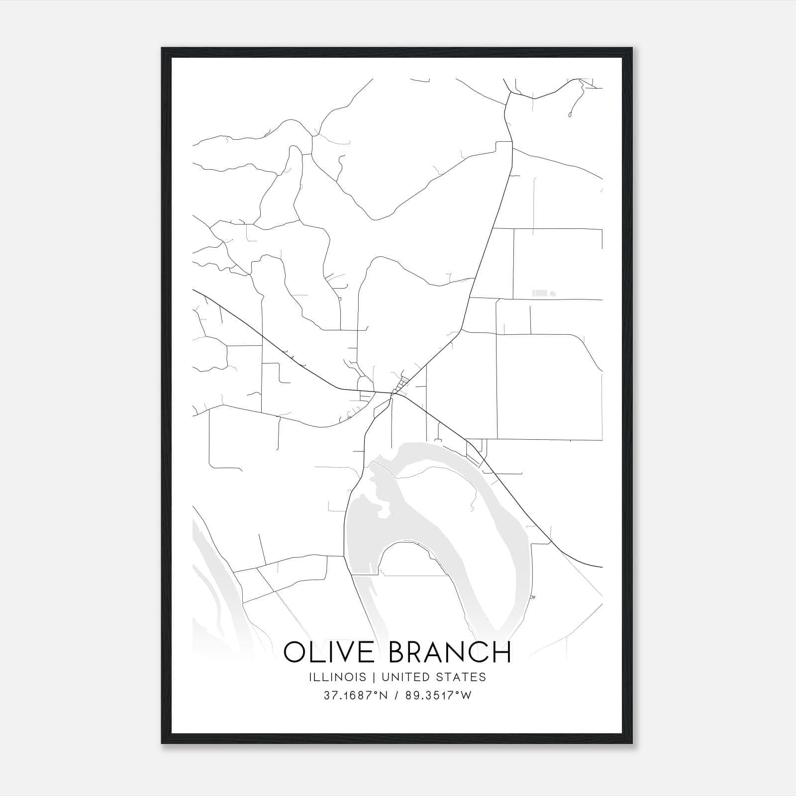 Olive Branch Illinois Map Poster, Modern Home Decor Wall Art Print ...