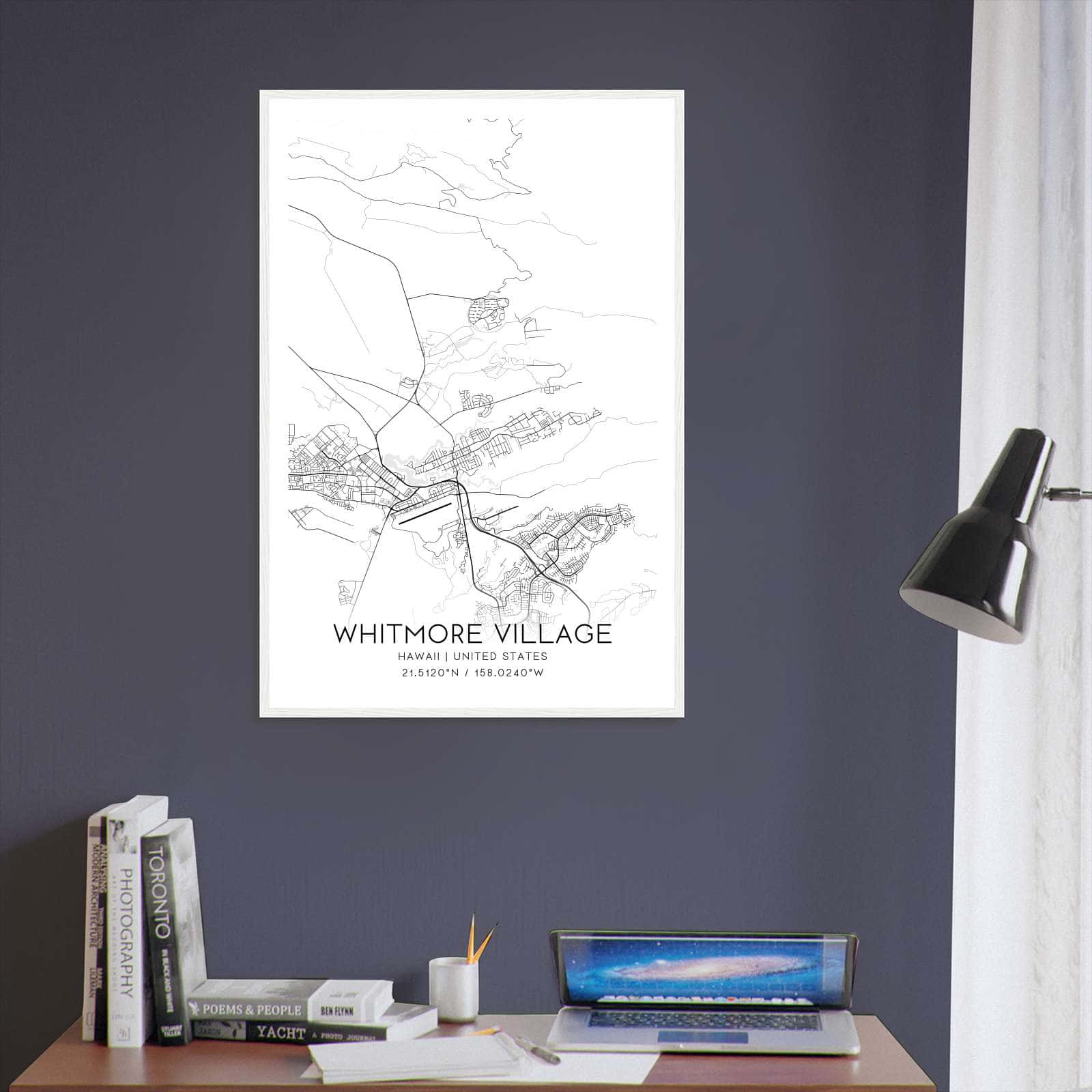 Whitmore Village Hawaii Map Poster, Modern Home Decor Wall Art Print ...