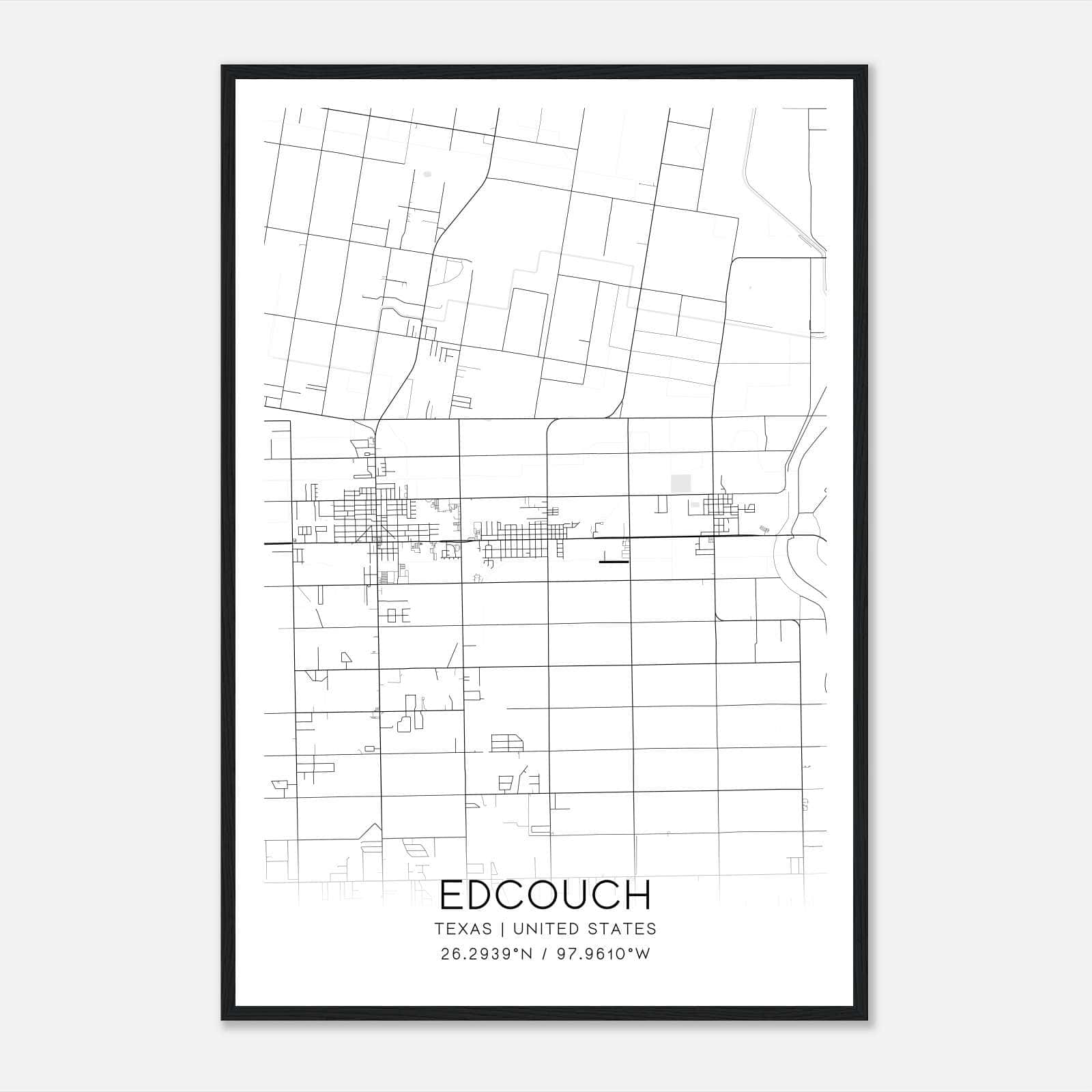 Edcouch Texas Map Poster, Modern Home Decor Wall Art Print - Custom ...